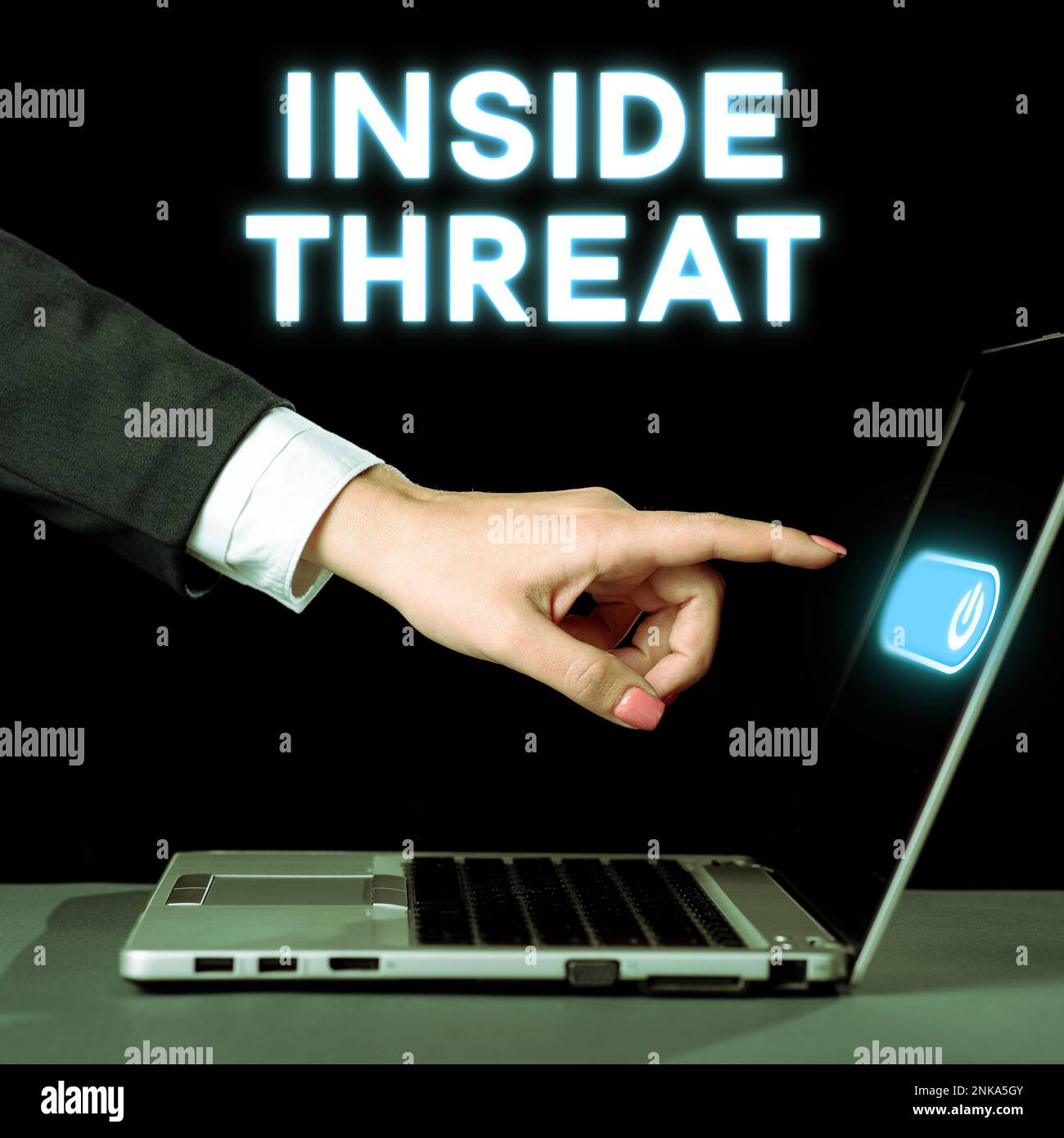 Conceptual caption Inside Threat. Word Written on Information that only ...