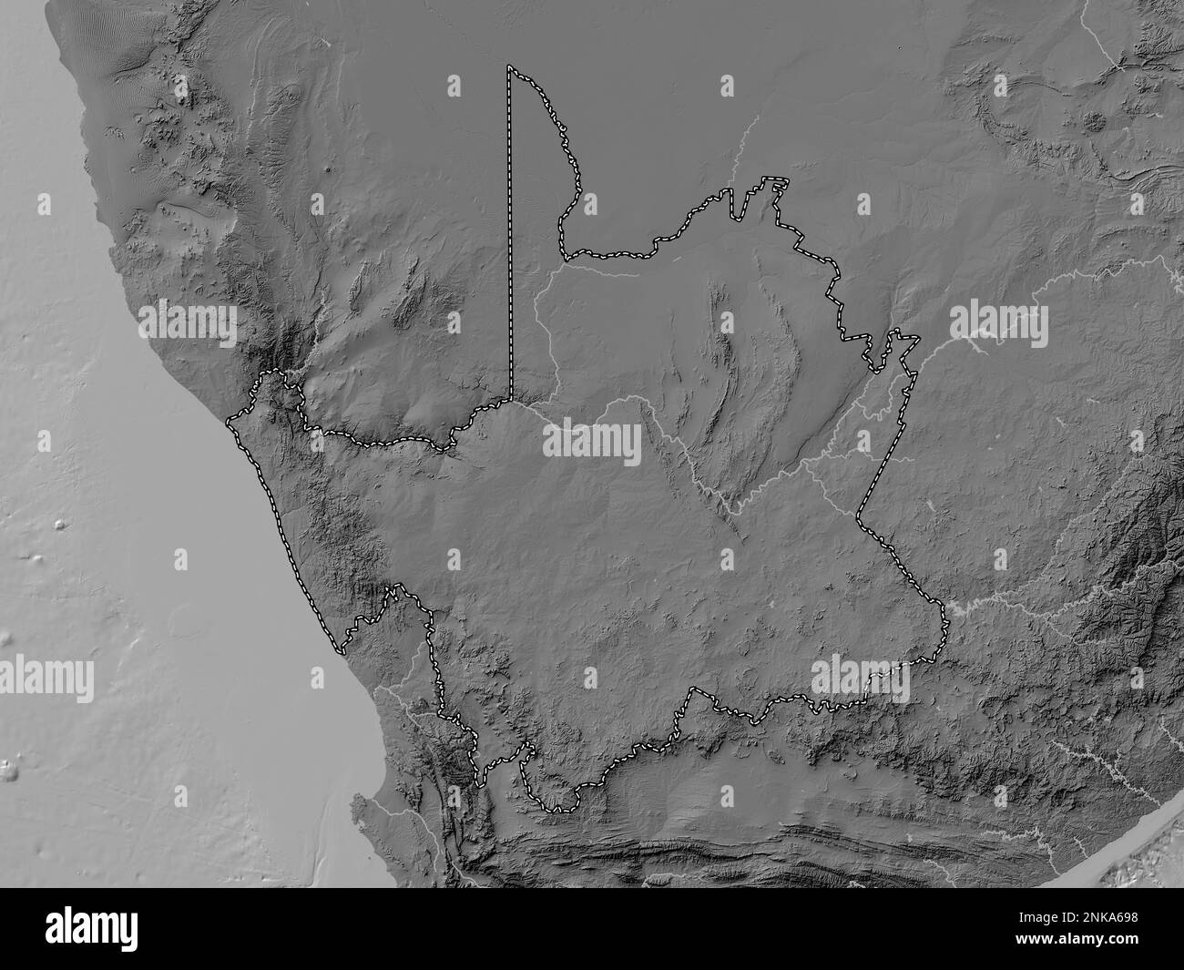 Northern Cape, province of South Africa. Bilevel elevation map with ...