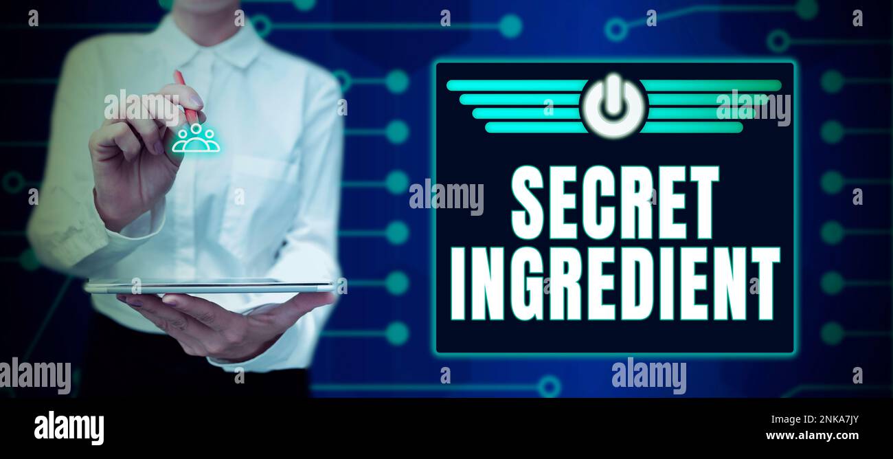 Sign displaying Secret Ingredient. Business approach special technique ...