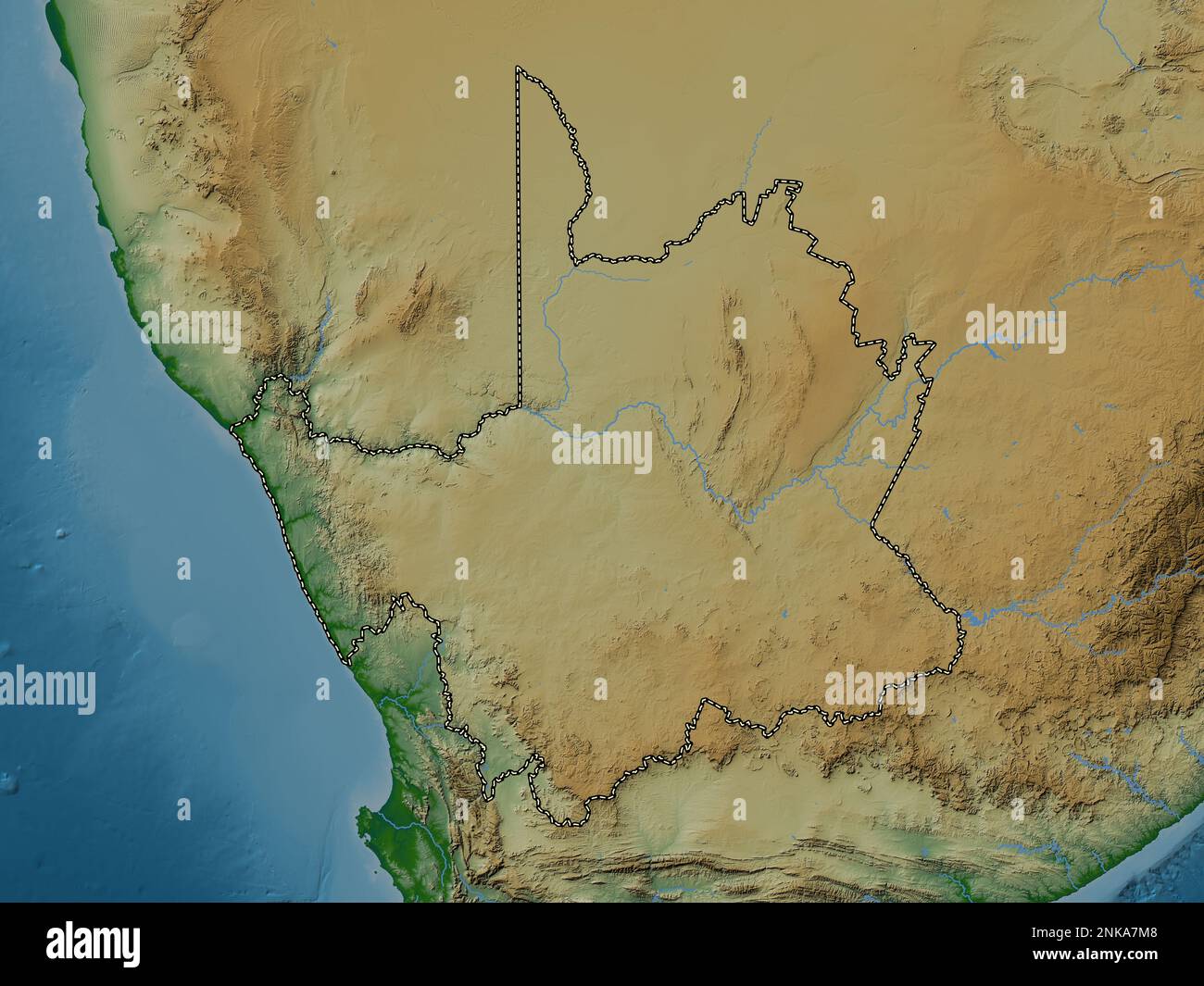 Northern Cape, province of South Africa. Colored elevation map with ...