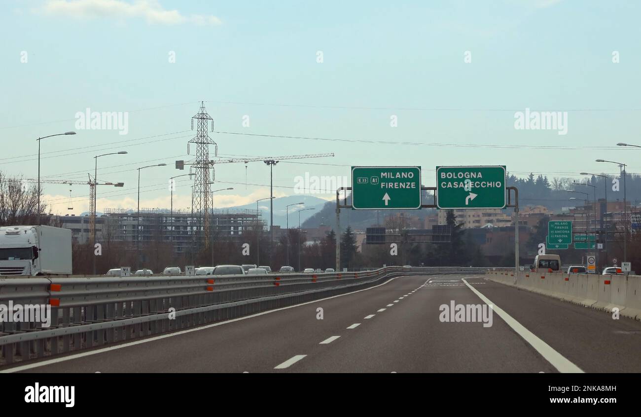 Wide italian Road Signal with name of Place like Milano Florence or ...