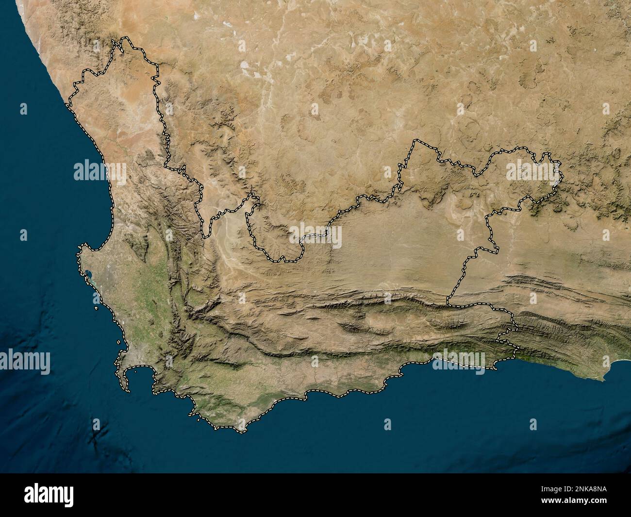Western Cape, province of South Africa. Low resolution satellite map ...