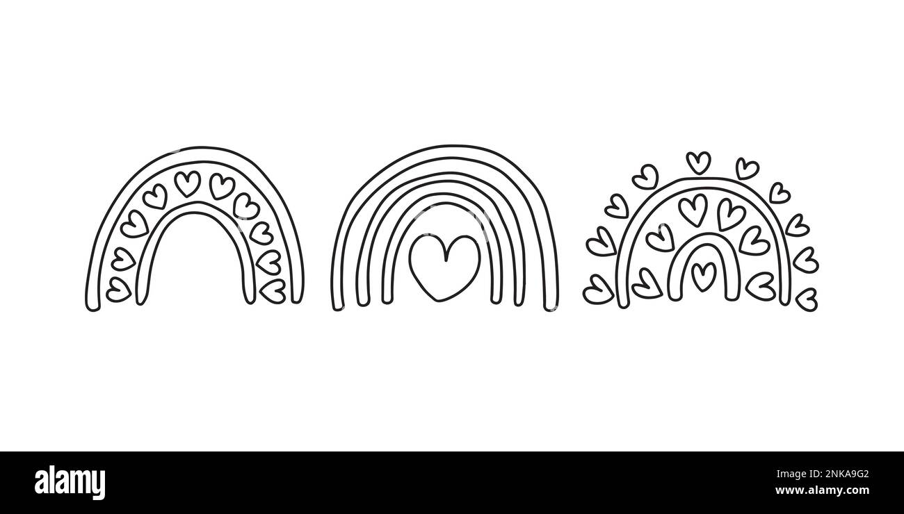 Cute doodle love rainbows set Stock Vector Image & Art - Alamy