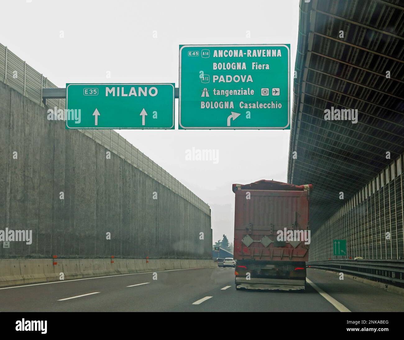 Highway junction in Northern Italy towards Milan and Bologna and the ...