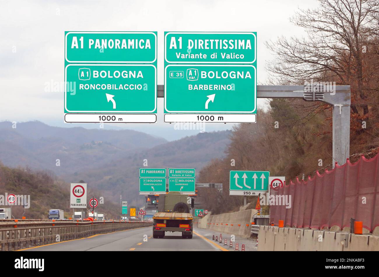 italian Road Signal at crossroad and name of two way to Florence called ...