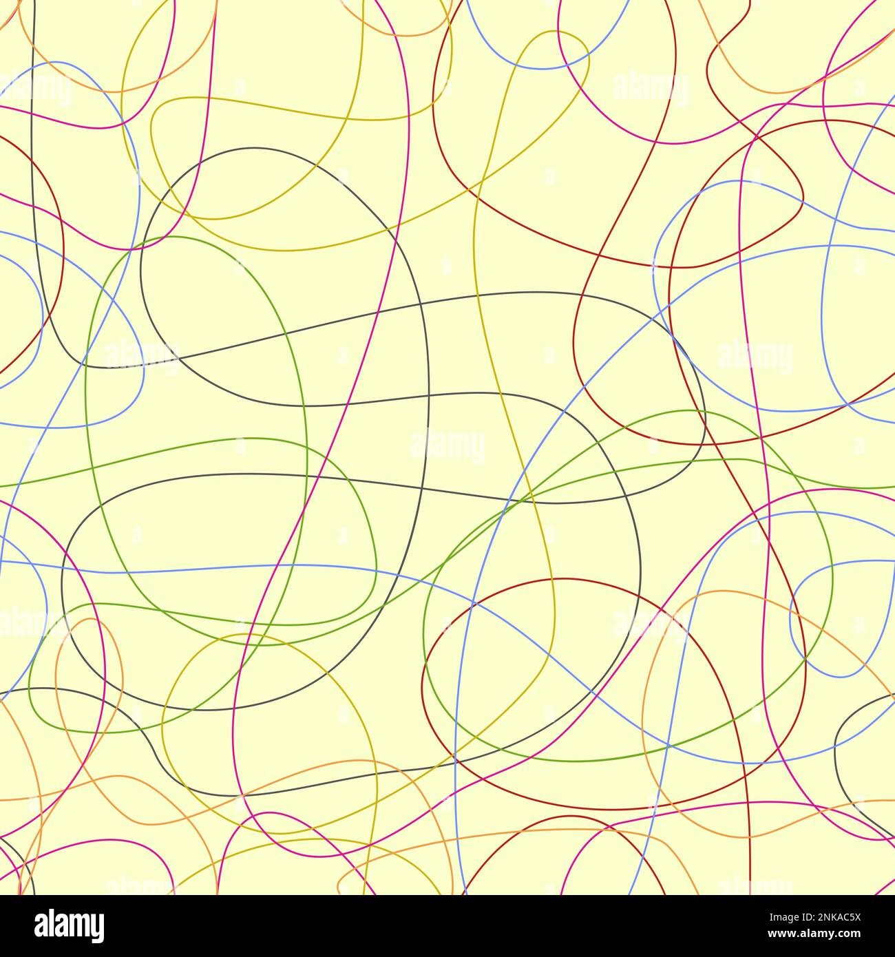 Chaotic artistic seamless pattern. Creative swirls, curved one line ...