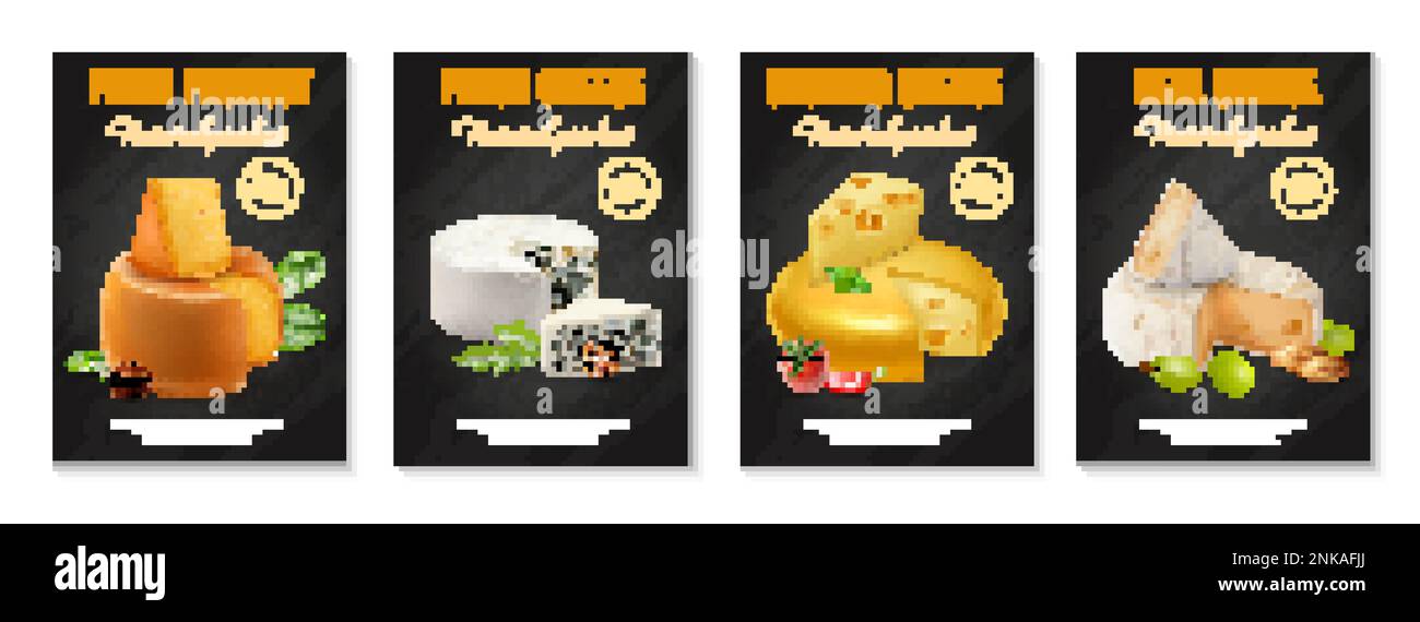 Vertical realistic cheese poster set farm product fresh organic and ...