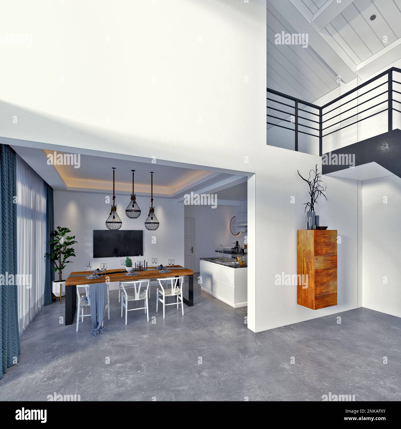 3d render luxury house interior Stock Photo - Alamy