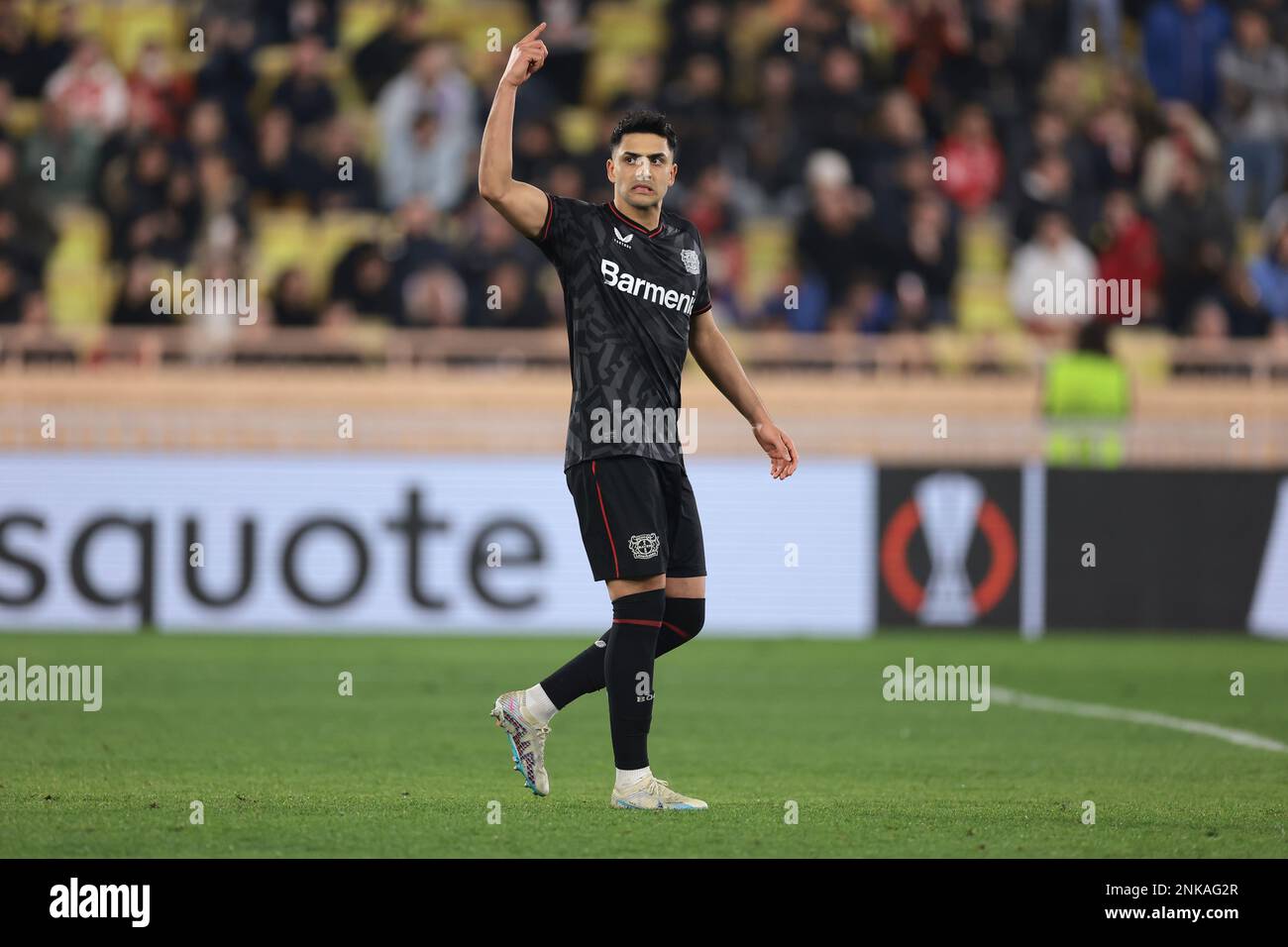 Monaco, Monaco, 23rd February 2023. Nadiem Amiri of Bayer Leverkusen ...