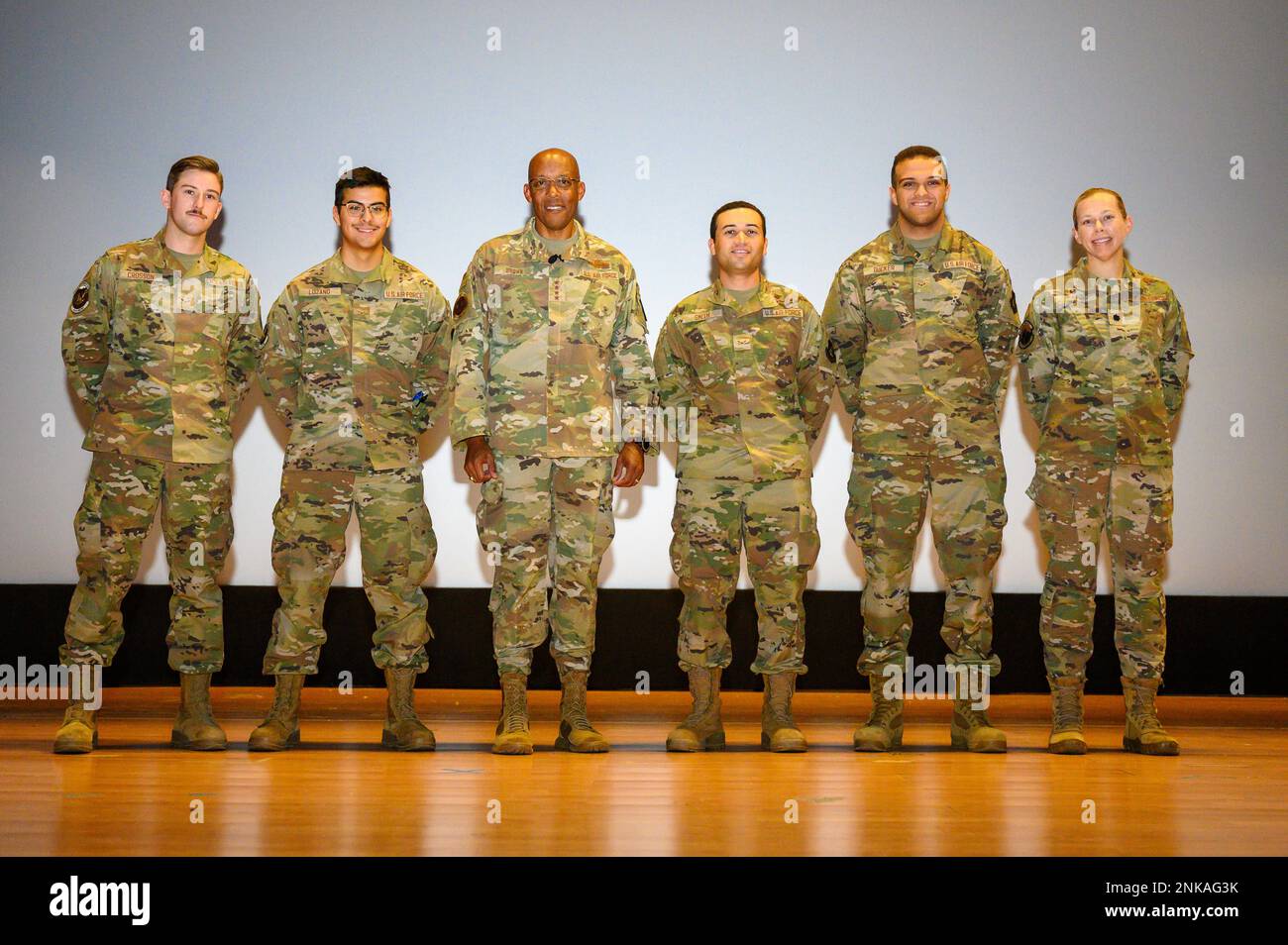 U.S. Air Force Chief of Staff Gen. CQ Brown, Jr. poses for a group ...