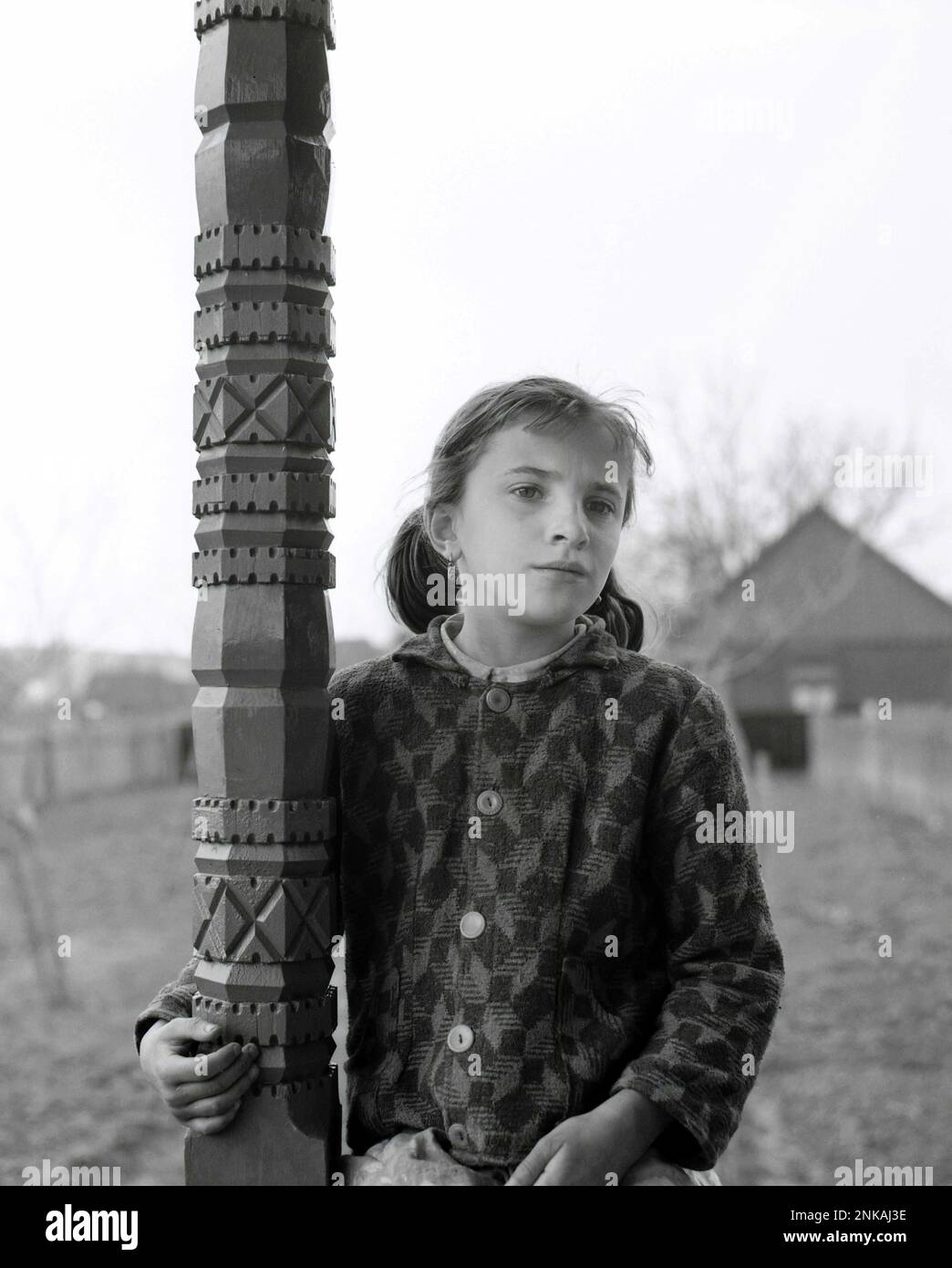 Suceava County, Socialist Republic of Romania, approx. 1980. Girl ...