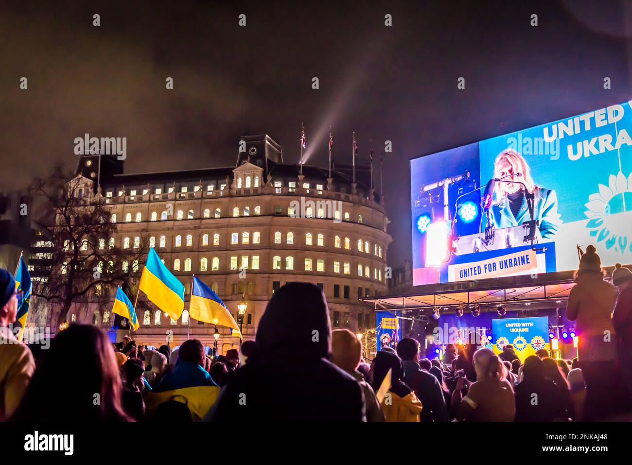 U.S. Ambassador Jane Hartley speaking at the United for Ukraine Vigil ...