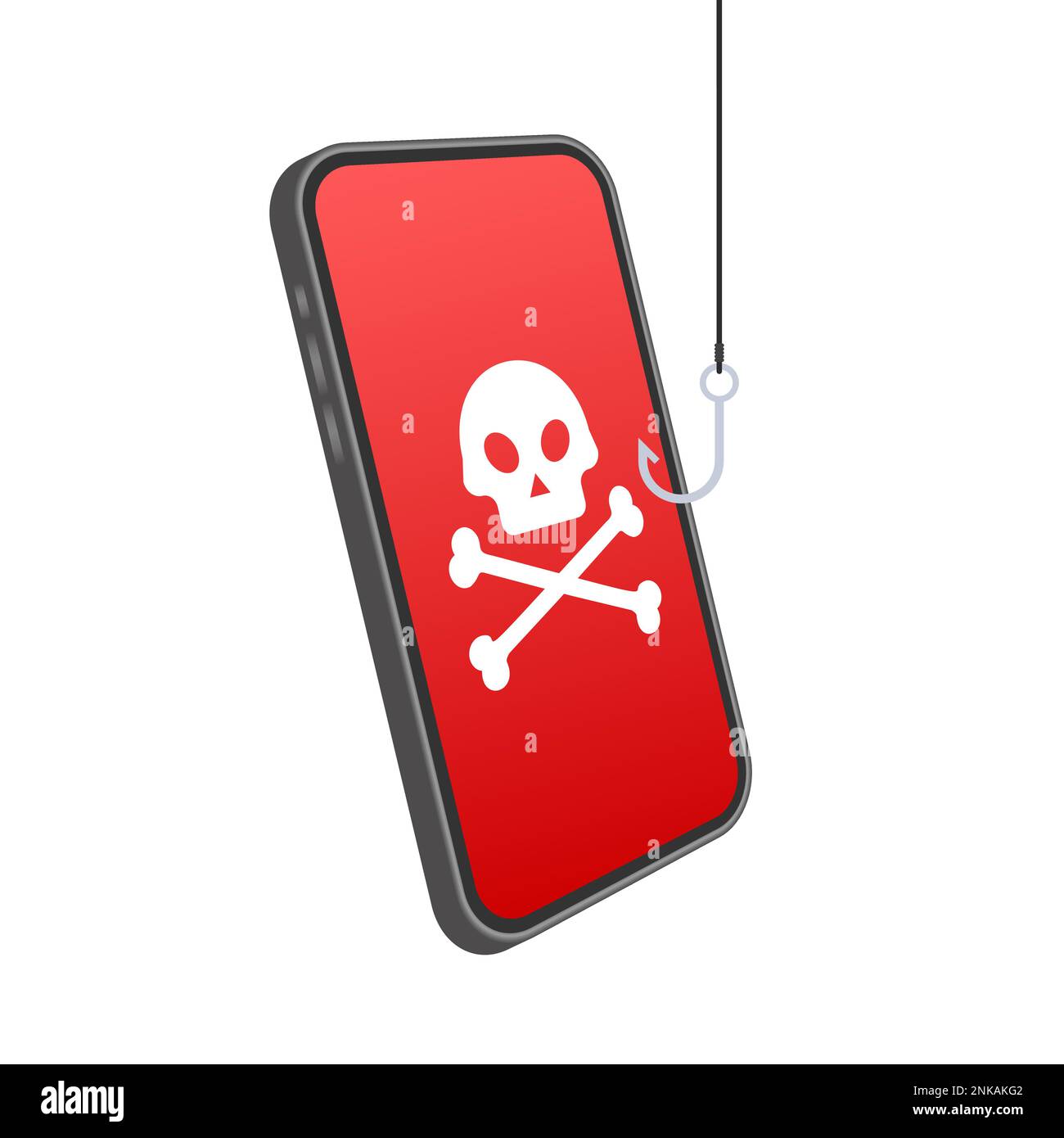 Data Phishing with fishing hook, mobile phone, internet security ...