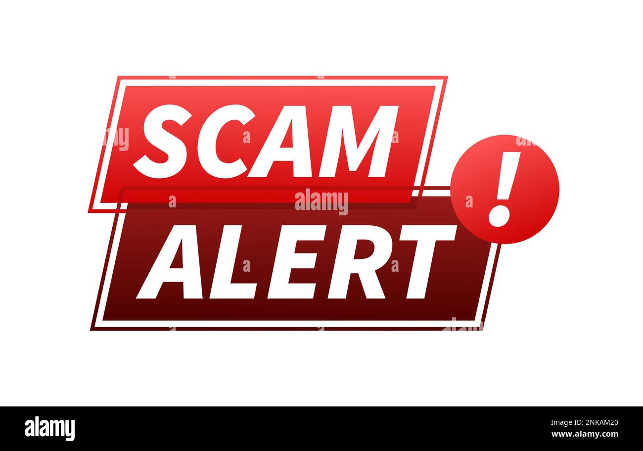 Banner with red scam alert. Attention sign. Cyber security icon ... Banner with red scam alert. Attention sign. Cyber security icon ...
