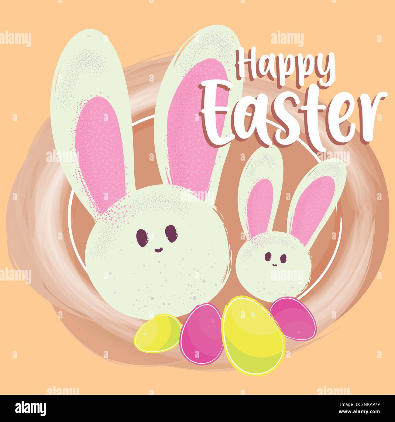 Happy easter poster with pair of rabbit avatars and eggs Vector Stock ...