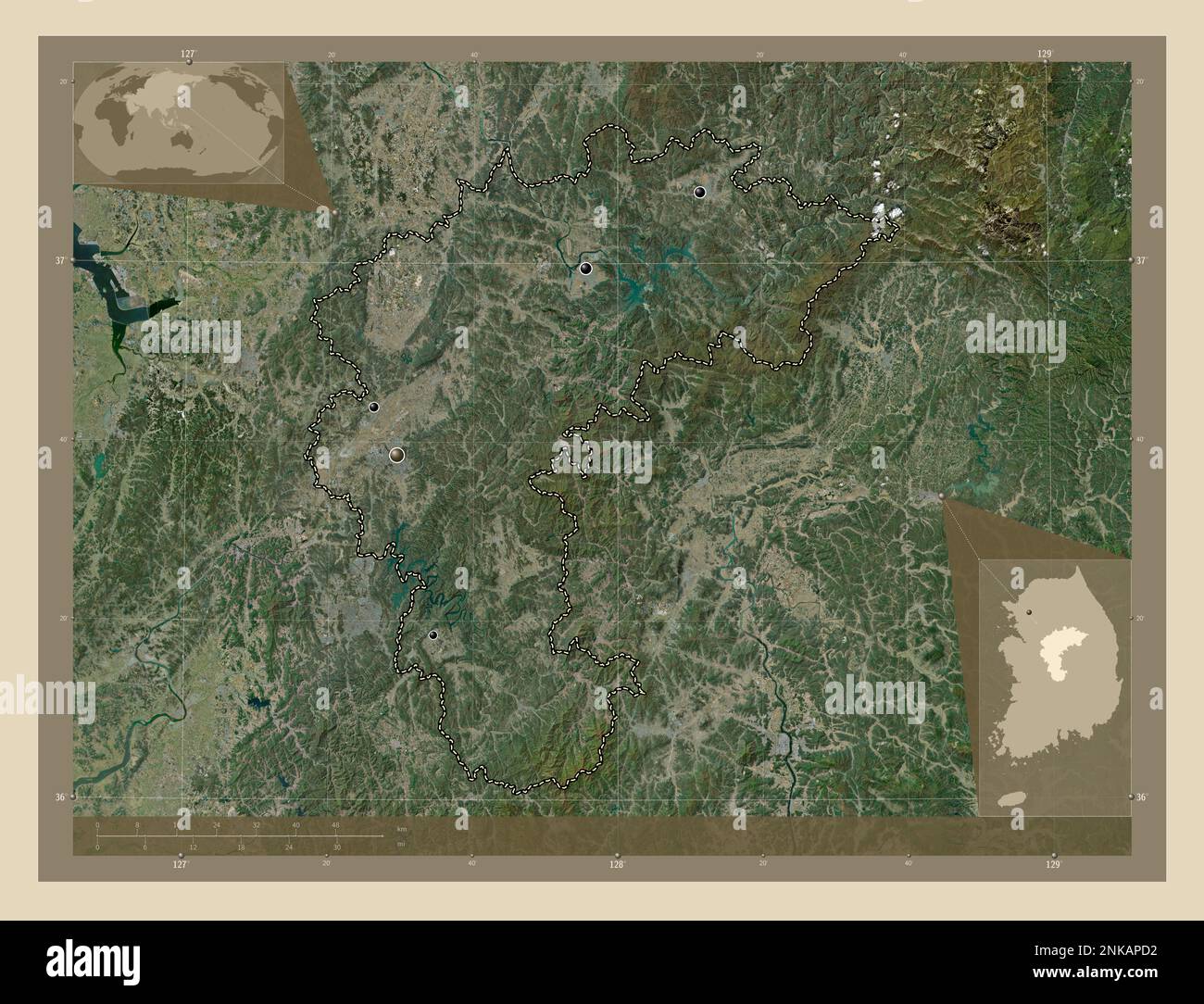 Chungcheongbuk-do, province of South Korea. High resolution satellite ...
