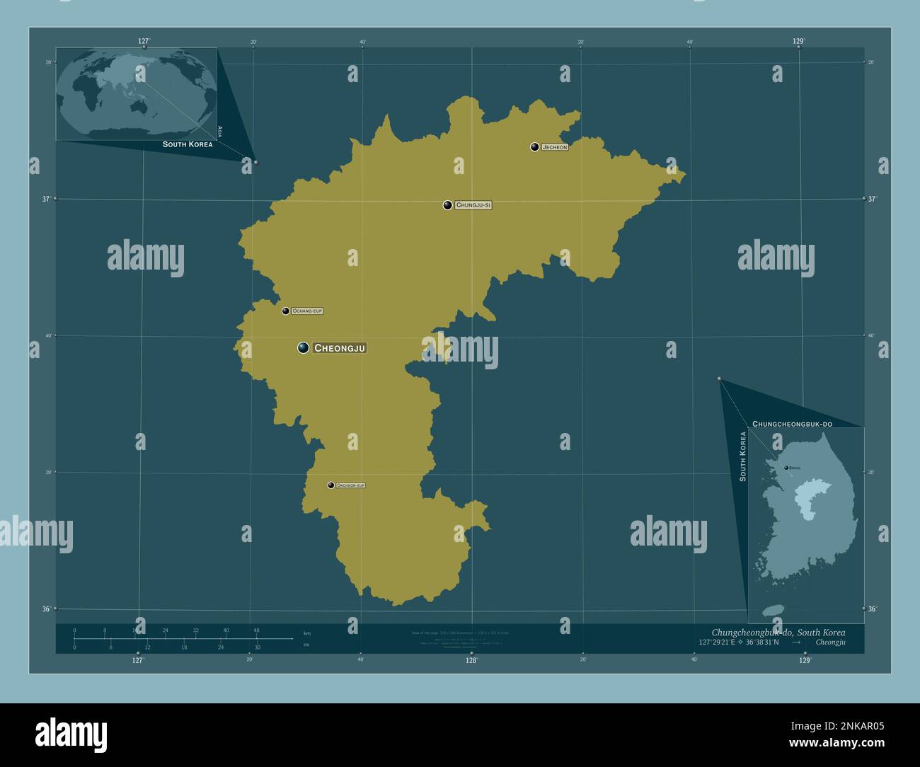 Chungcheongbuk-do, province of South Korea. Solid color shape ...