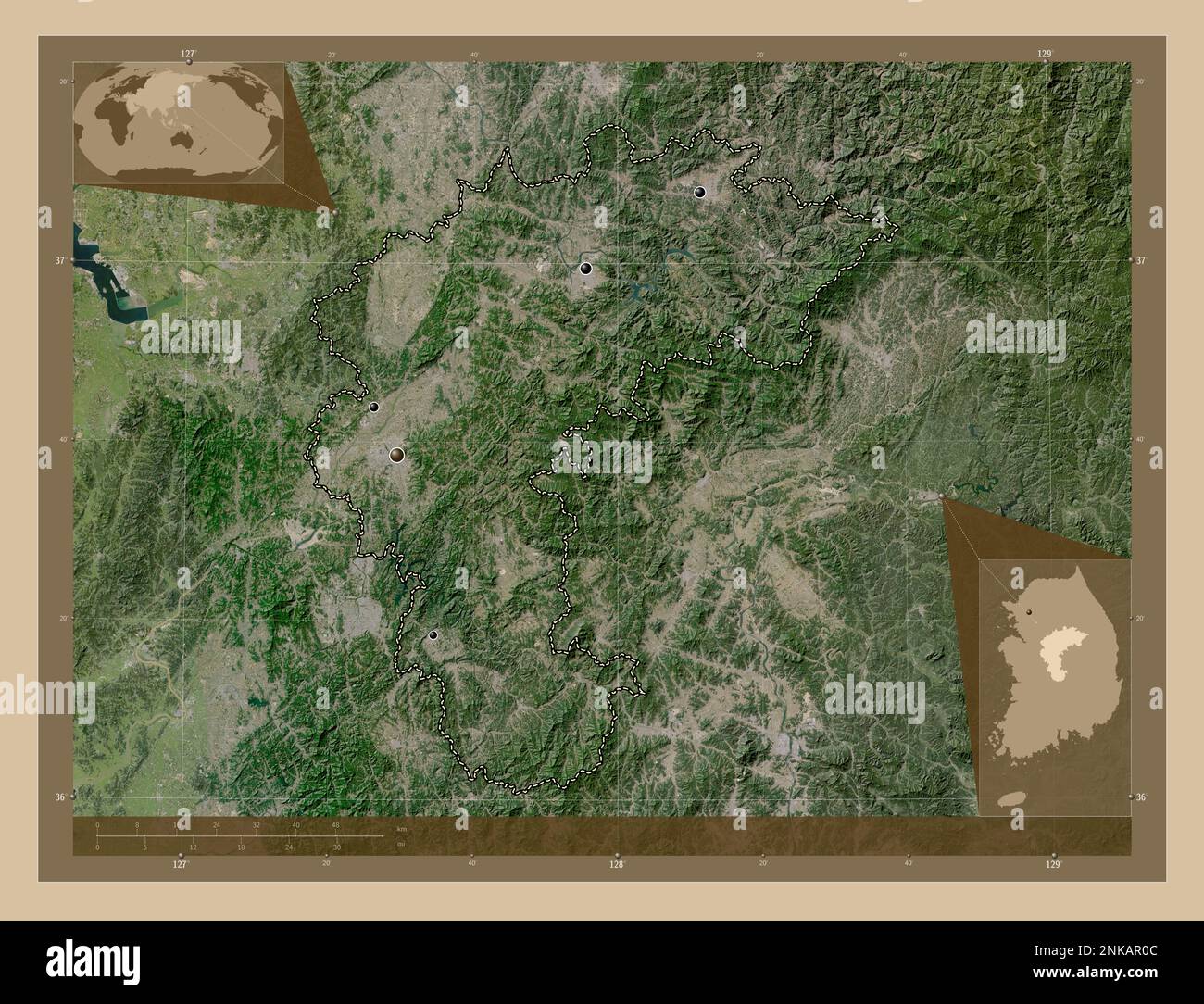 Chungcheongbuk-do, province of South Korea. Low resolution satellite ...