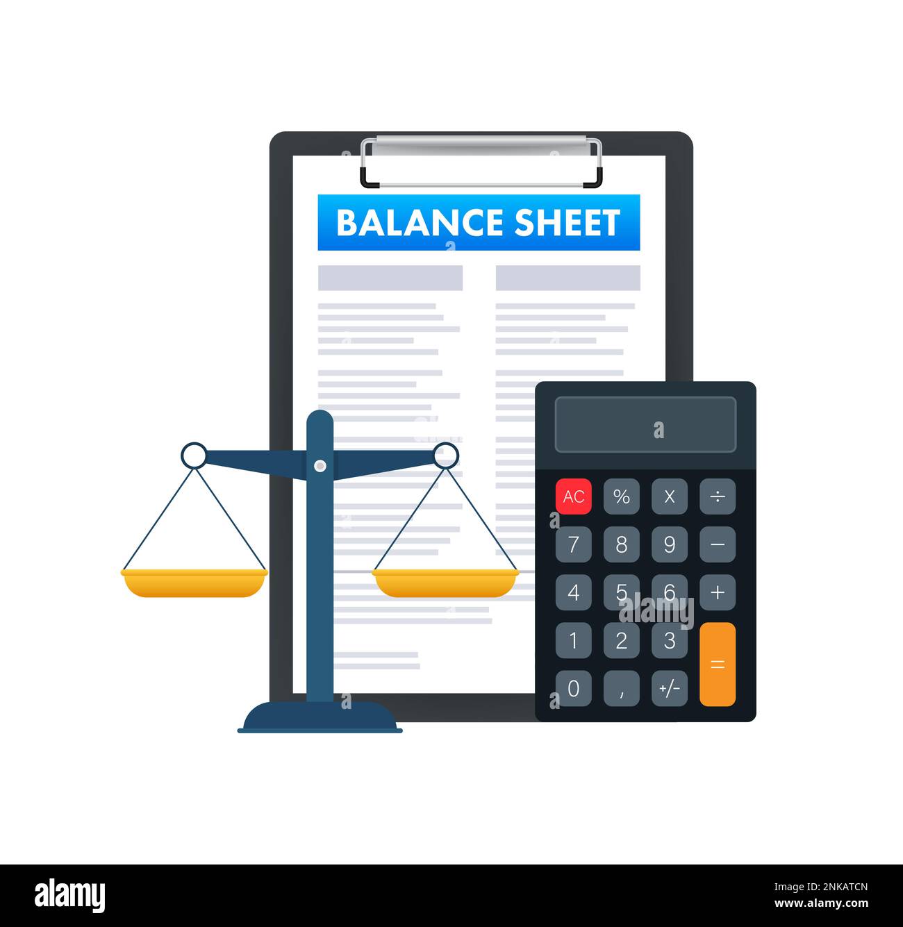 Clipboard with Balance sheet with calculator. Financial reports ...