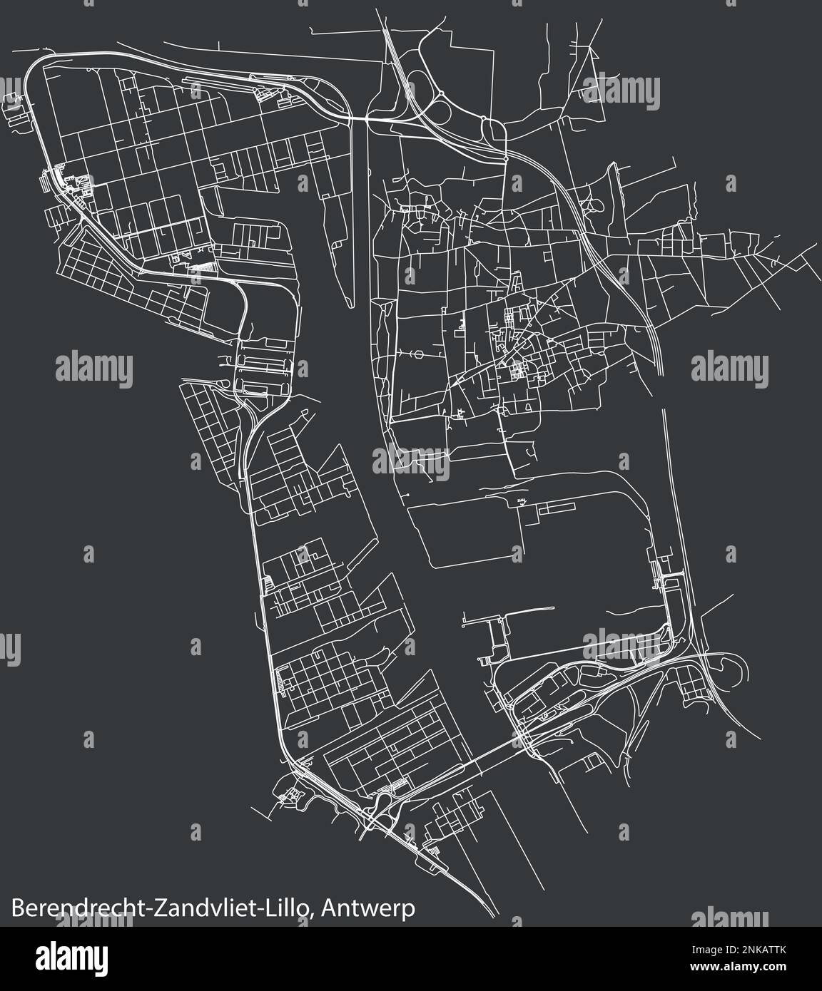 Detailed hand-drawn navigational urban street roads map of the ...