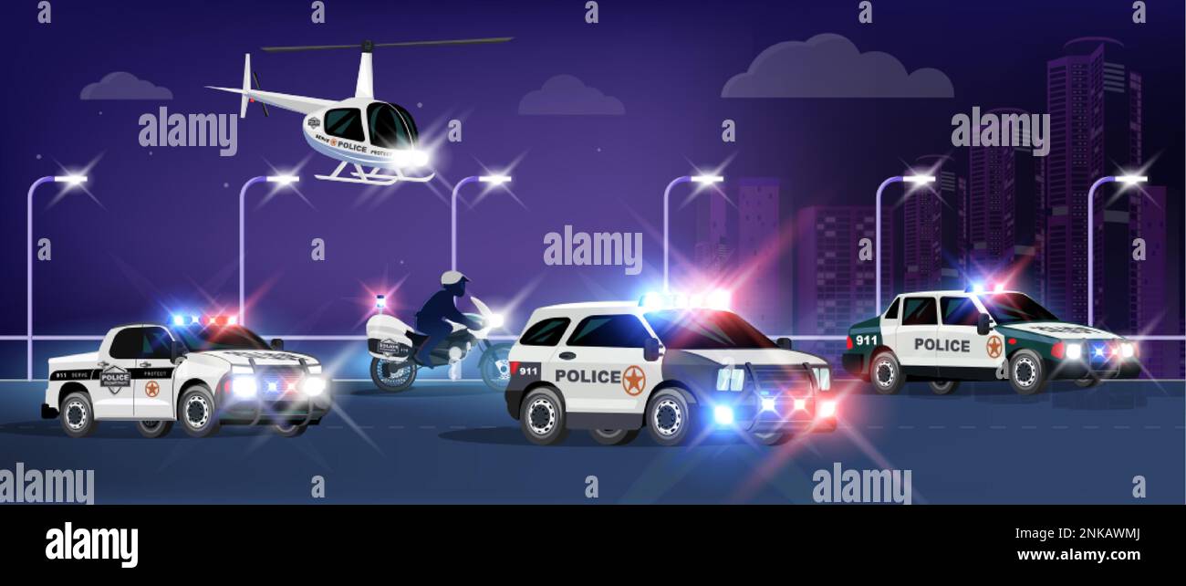 Multiple police cars Stock Vector Images - Alamy