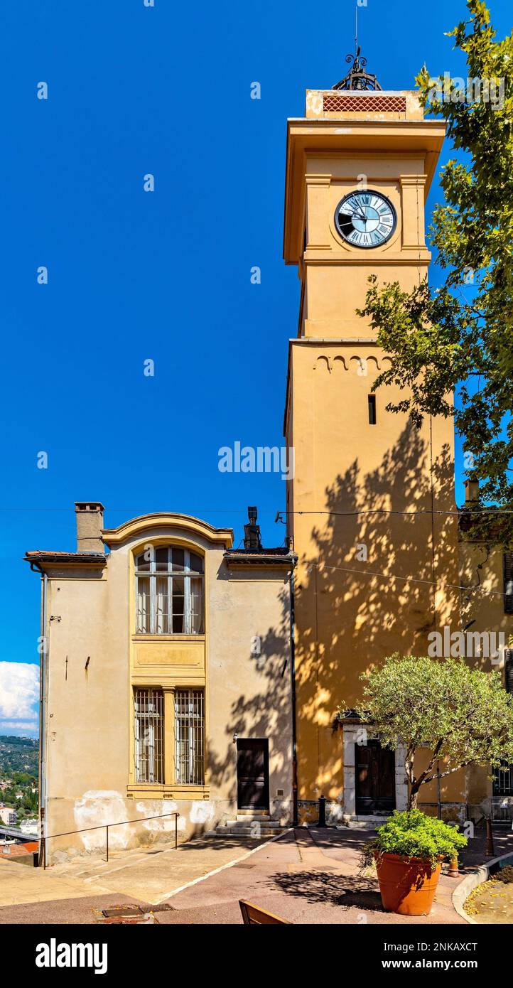 Grasse, France - August 6, 2022: Historic medieval clock tower and ...