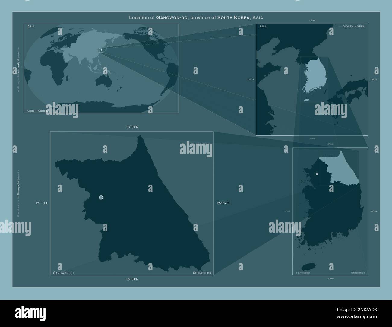 Gangwon-do, province of South Korea. Diagram showing the location of ...