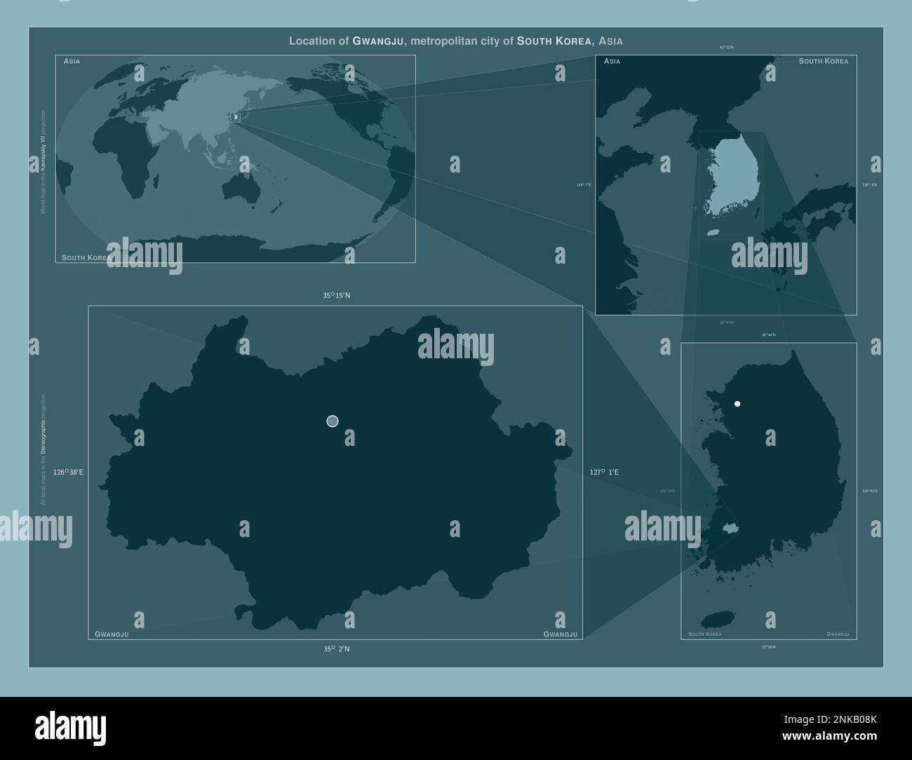 Gwangju, metropolitan city of South Korea. Diagram showing the location ...