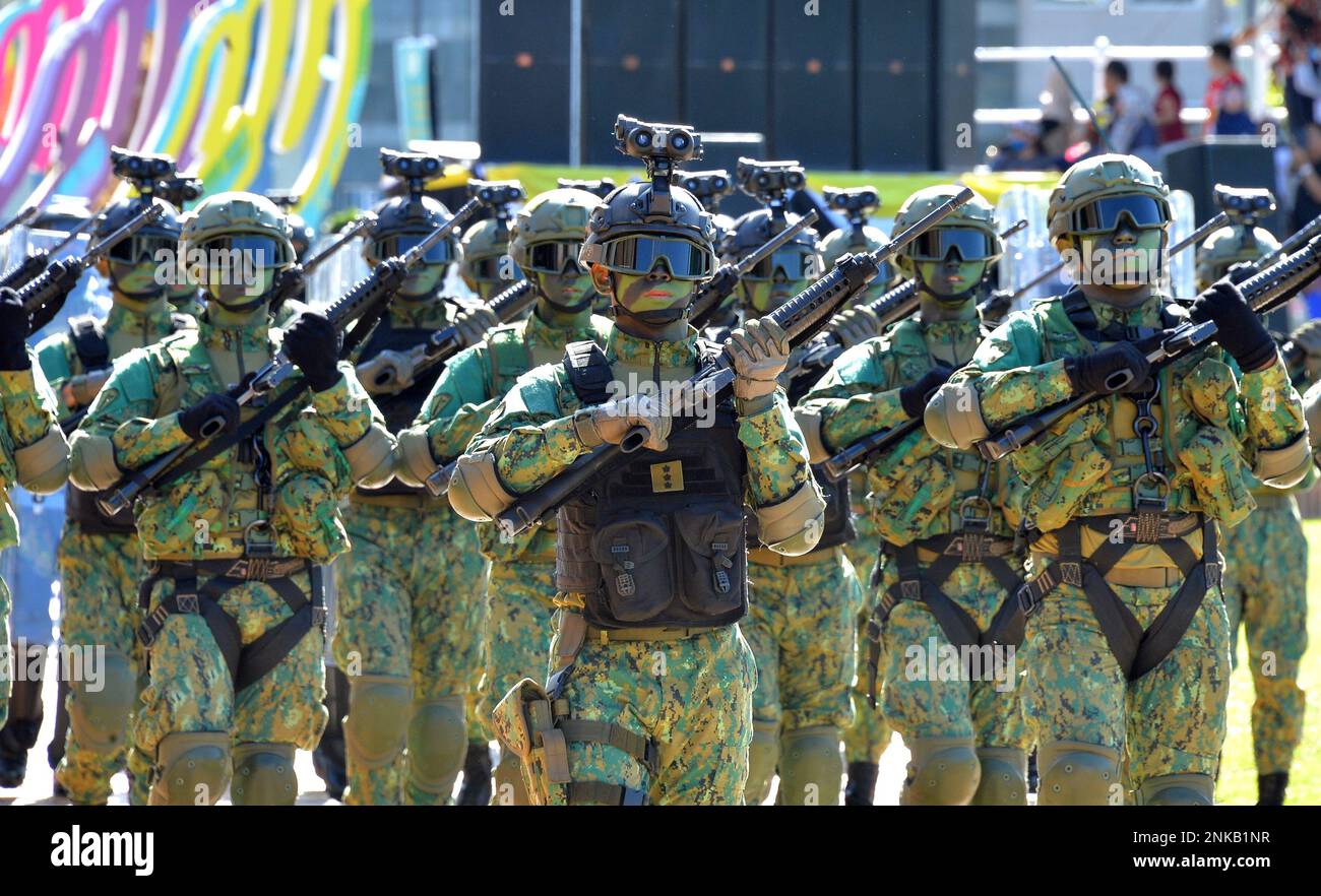 Bandar Seri Begawan, Brunei. 23rd Feb, 2023. Soldiers take part in a ...