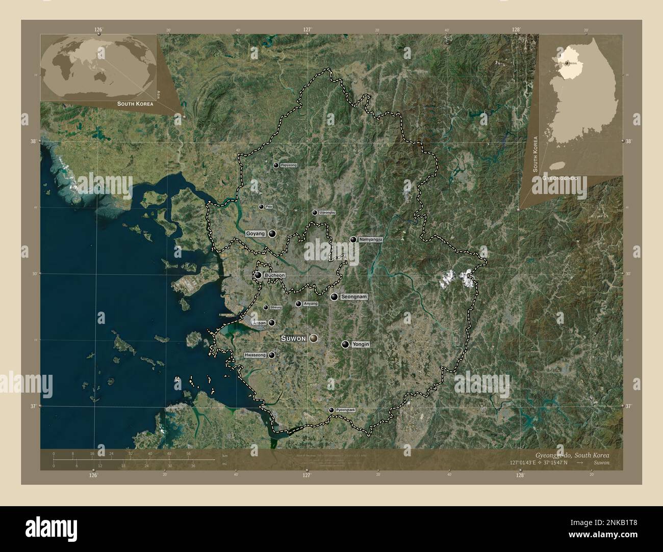Gyeonggi-do, province of South Korea. High resolution satellite map ...