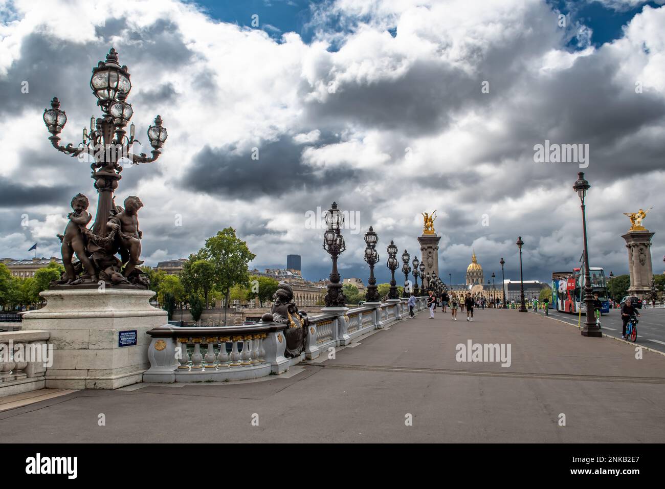 Church Dome Of Les Invalides And Bridge Pont Alexandre III in Paris ...