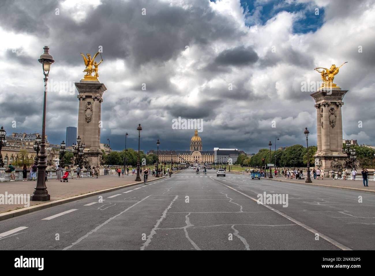 Church Dome Of Les Invalides And Bridge Pont Alexandre III in Paris ...