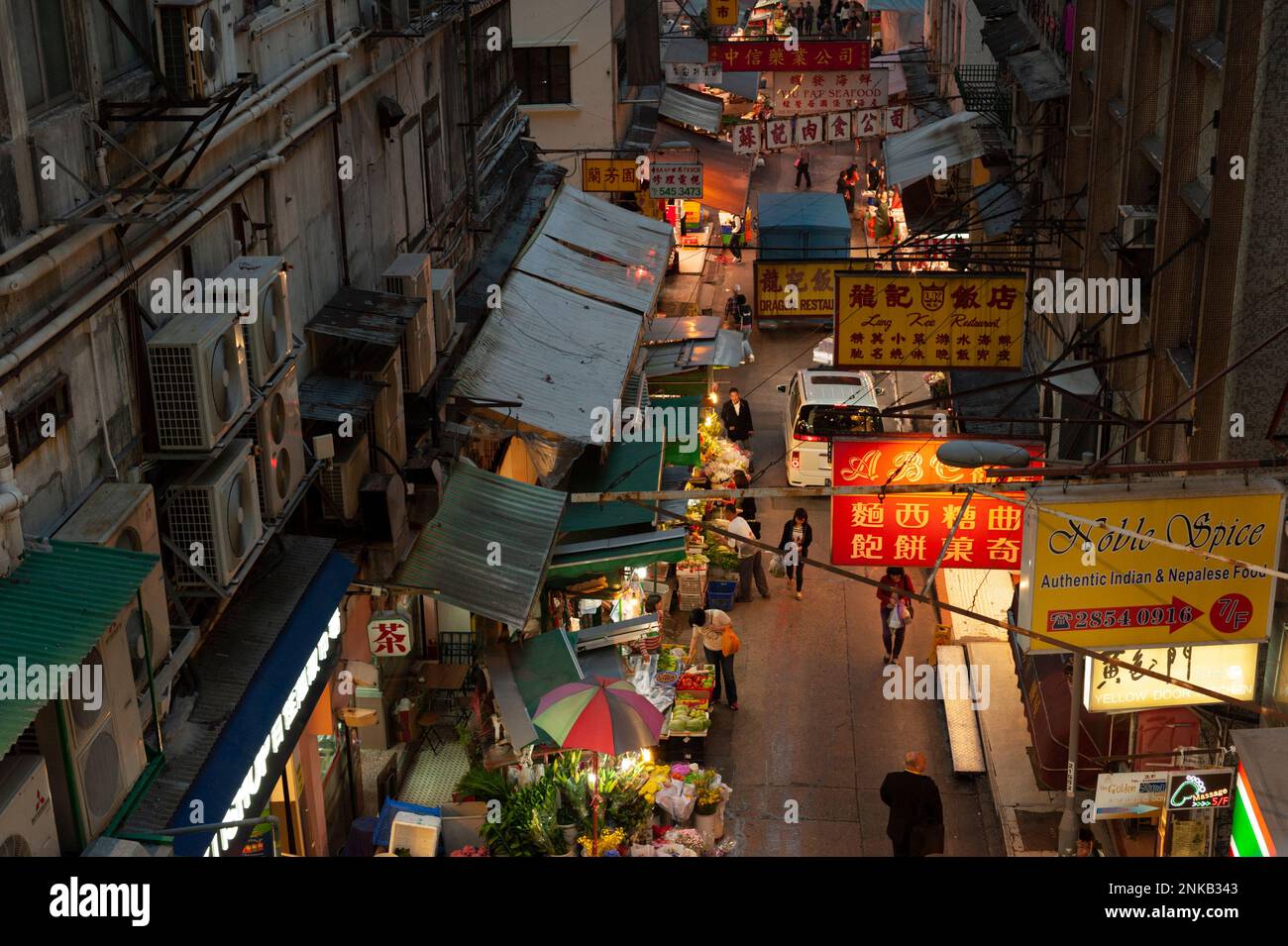 Hong Kong's Graham Street Market (on Gage Street) seen from above in ...