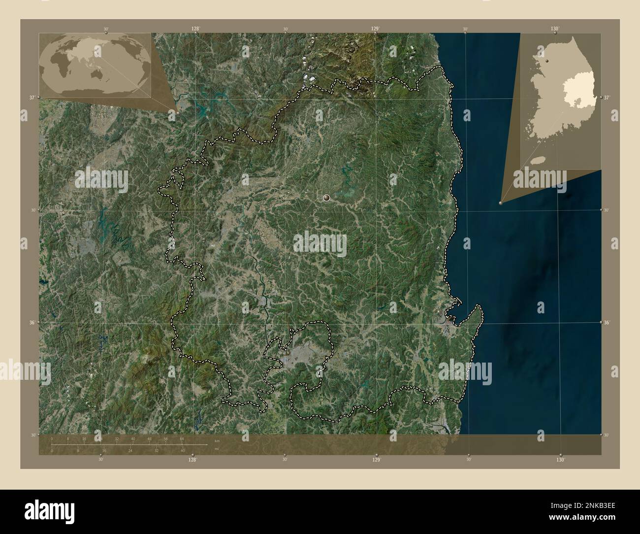 Gyeongsangbuk-do, province of South Korea. High resolution satellite ...