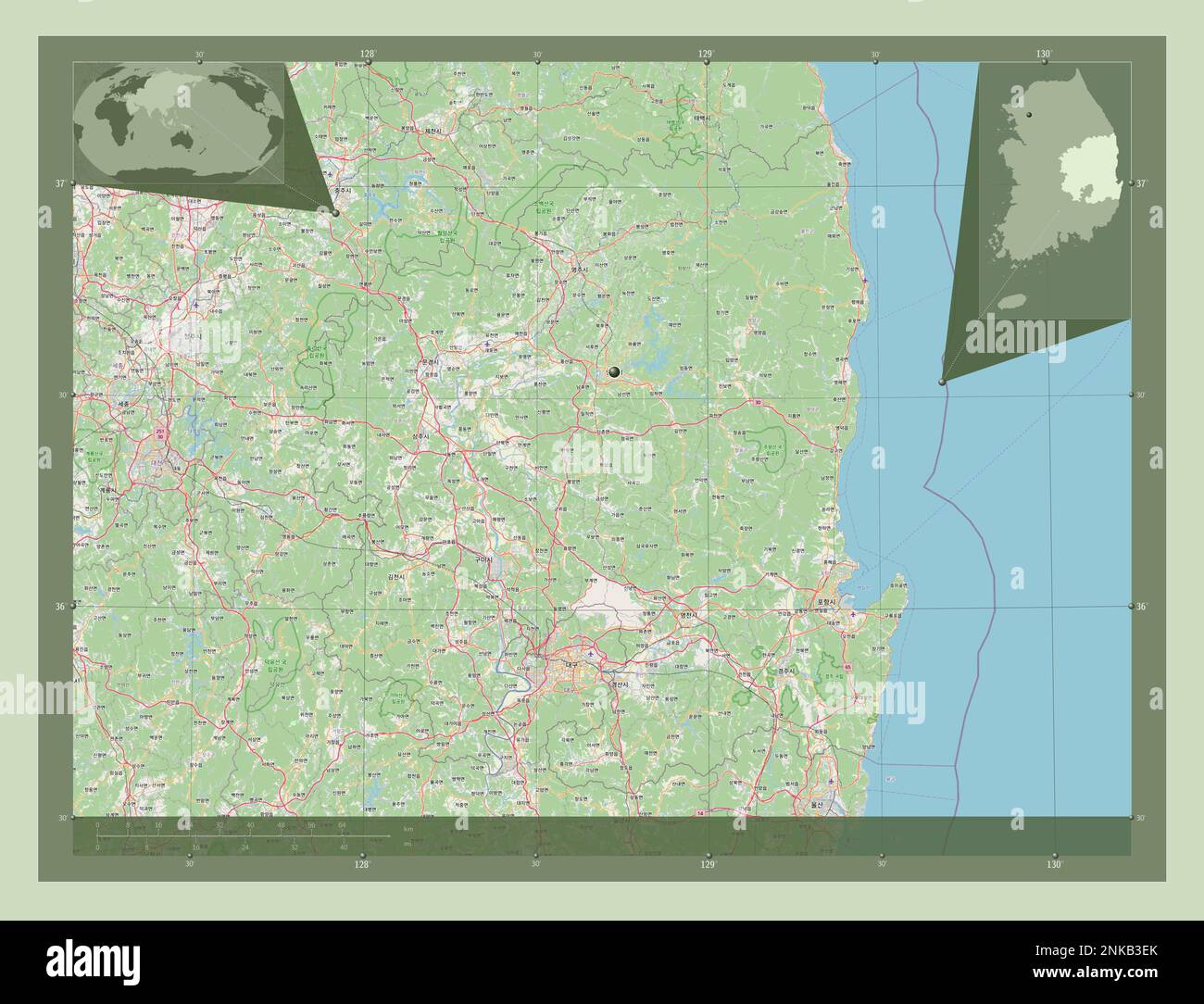 Gyeongsangbuk-do, province of South Korea. Open Street Map. Corner ...