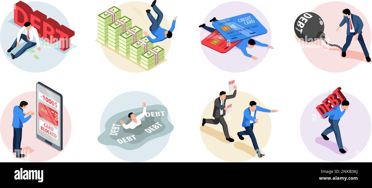 Isometric round credit composition set debtor under the burden of his ...
