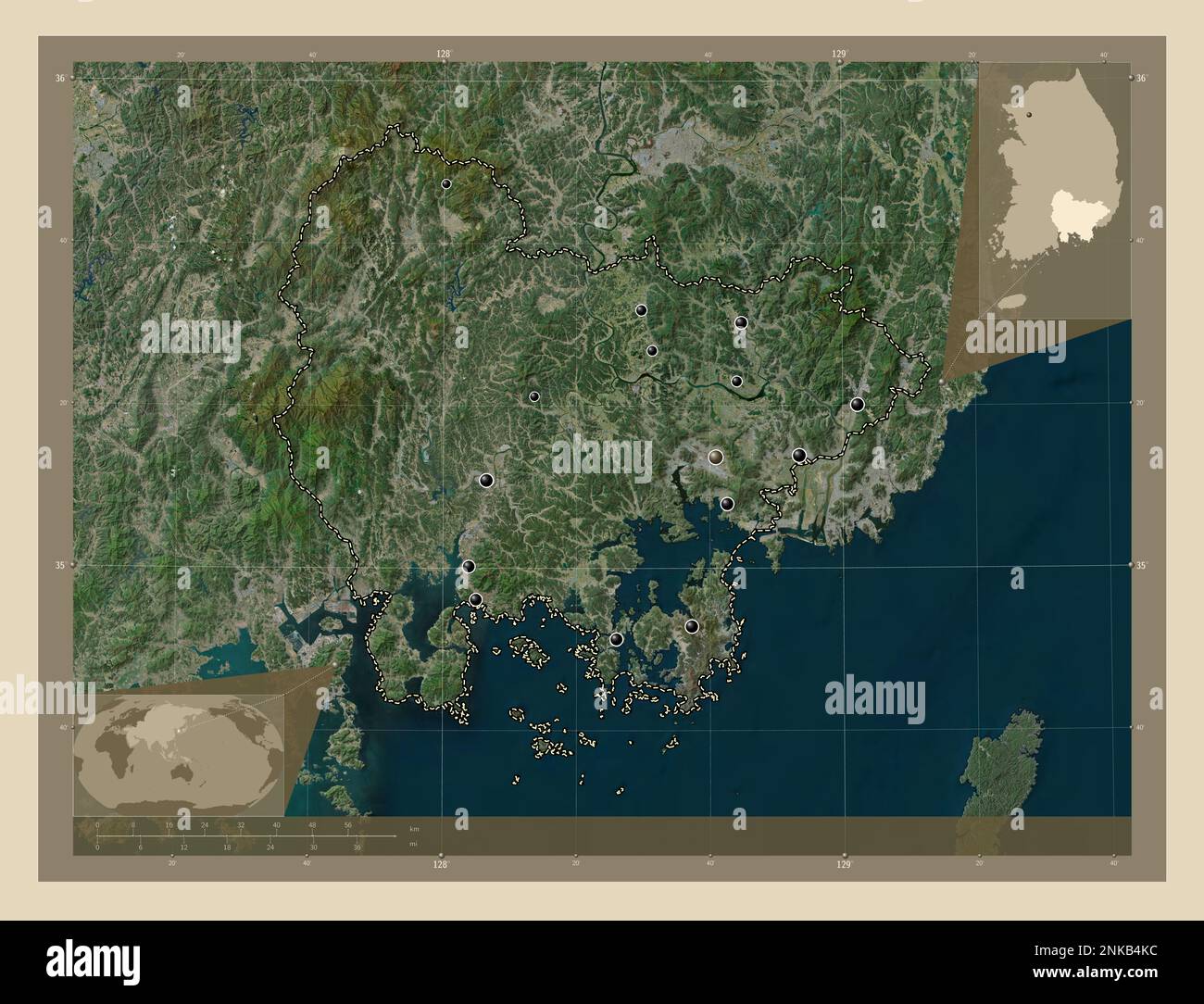 Gyeongsangnam-do, province of South Korea. High resolution satellite ...
