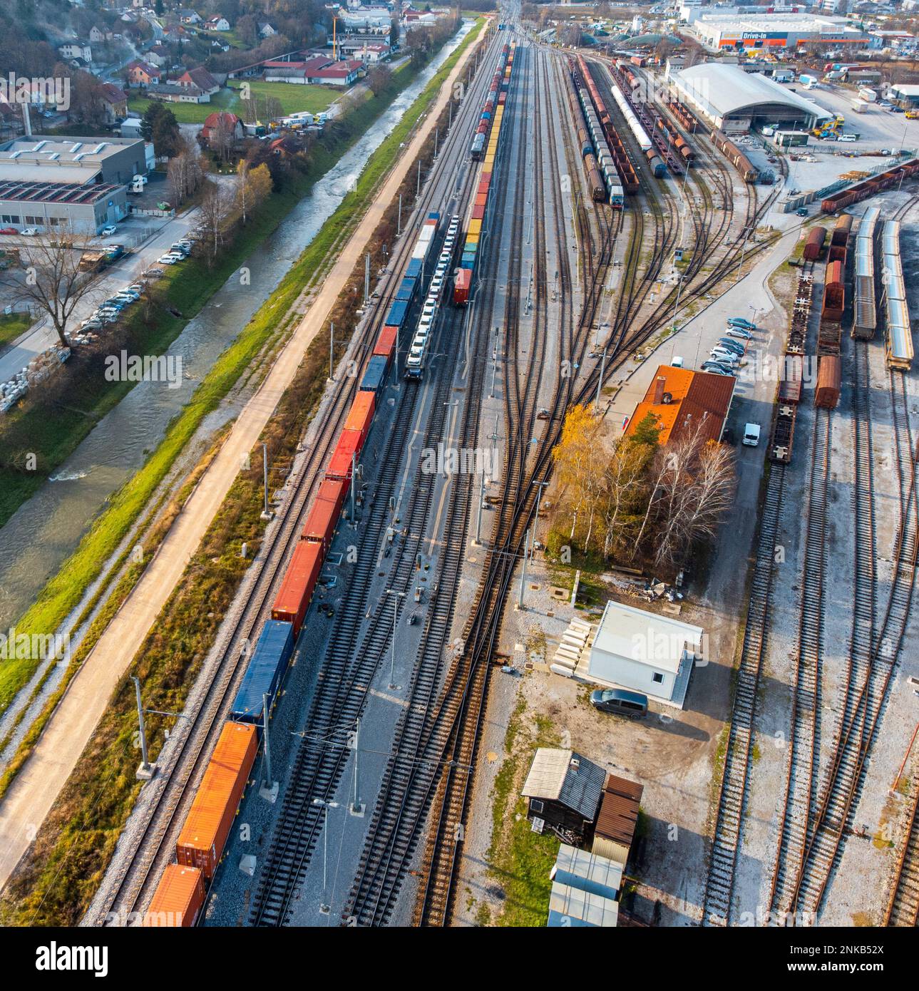 Top view freight train carriages hi-res stock photography and images ...