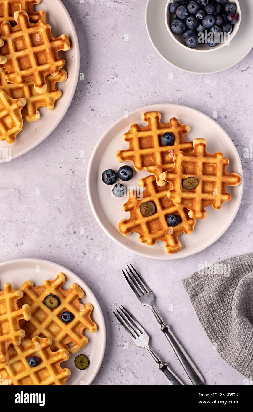 Food photography of waffles with blueberries, breakfast, belgian, snack ...