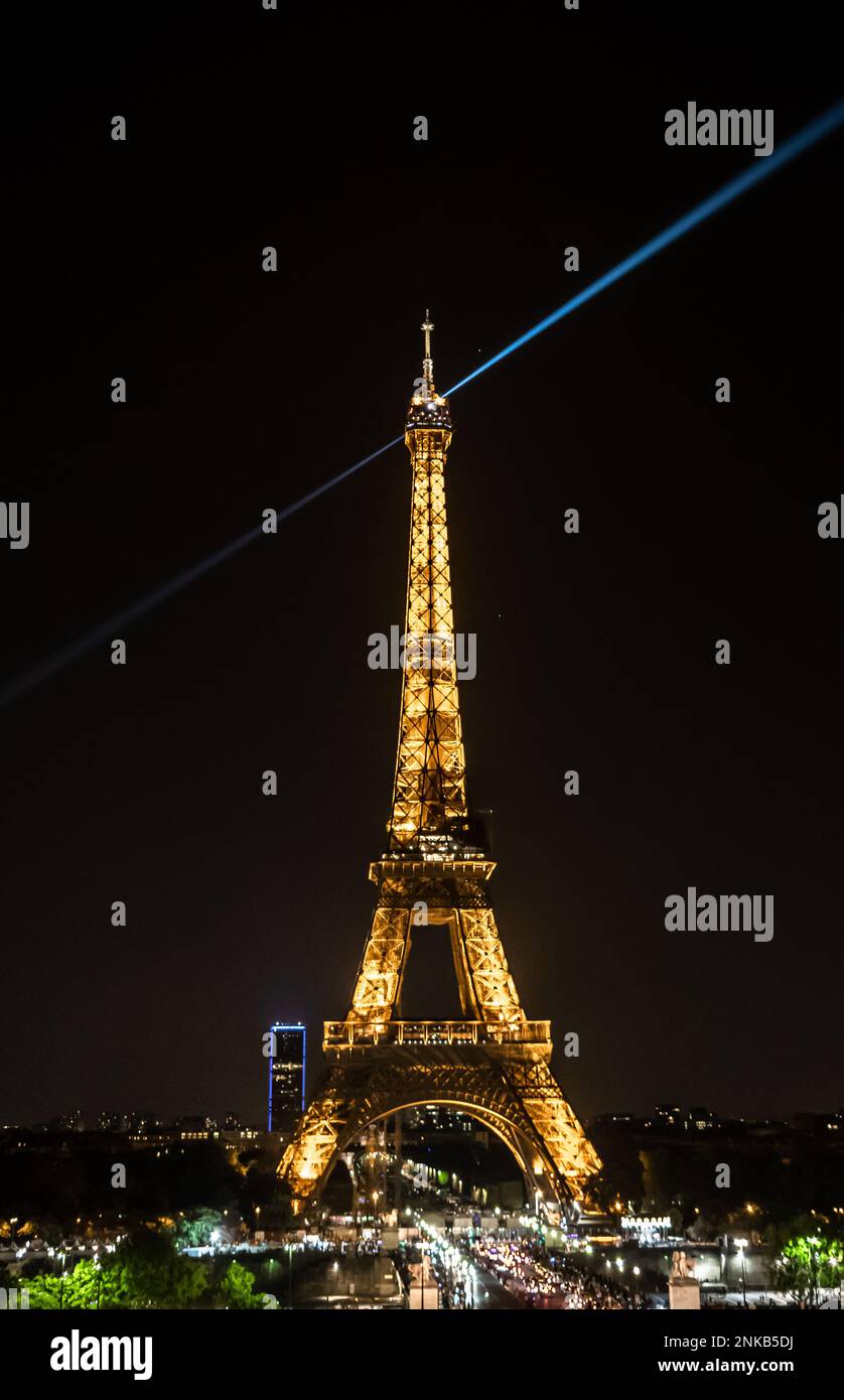 PARIS, France - August 15, 2022: Illuminated Eiffel Tower With Light ...