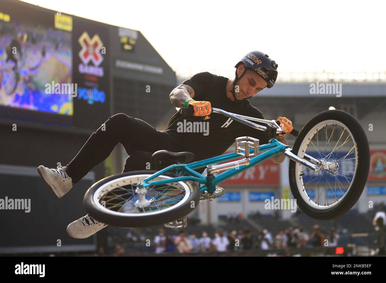 Logan Martin of Australia peforms during the BMX Park at ZOZO Marine ...