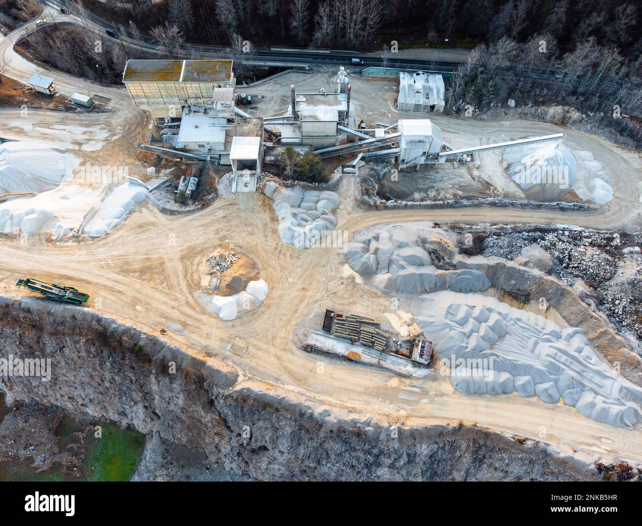 Stone quarry supporting and industrial buildings with stone crusher and ...