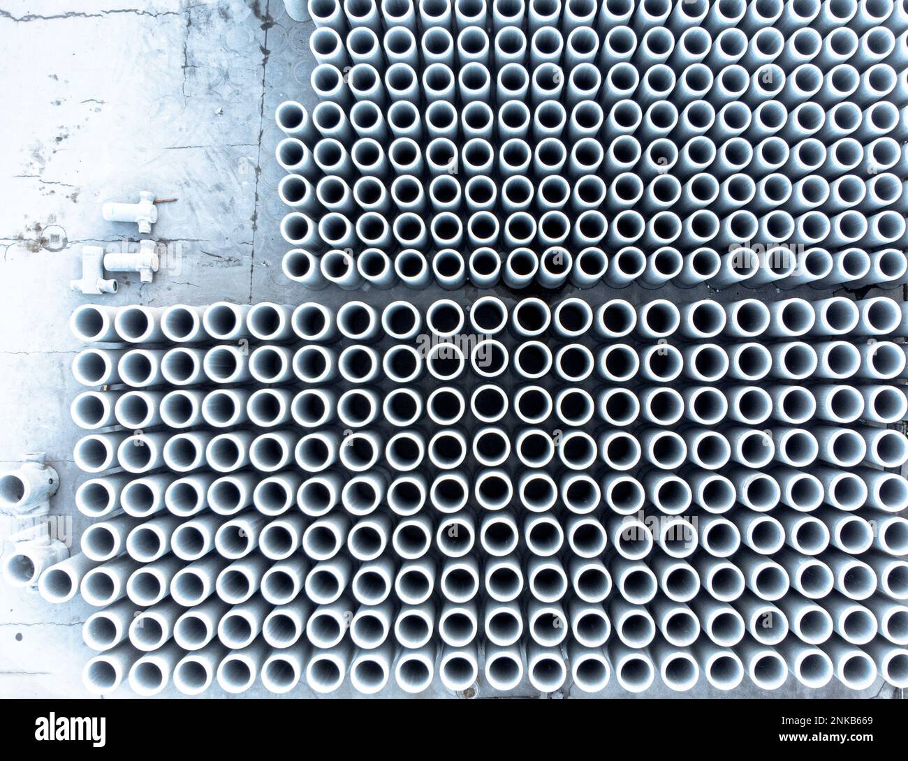Concrete pipes stored outdoor warehouse aerial view Stock Photo - Alamy