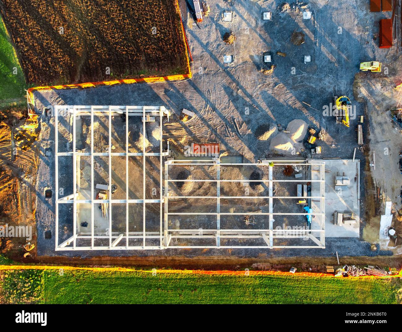 Prefabricated concrete skeleton frame building, building site Stock ...