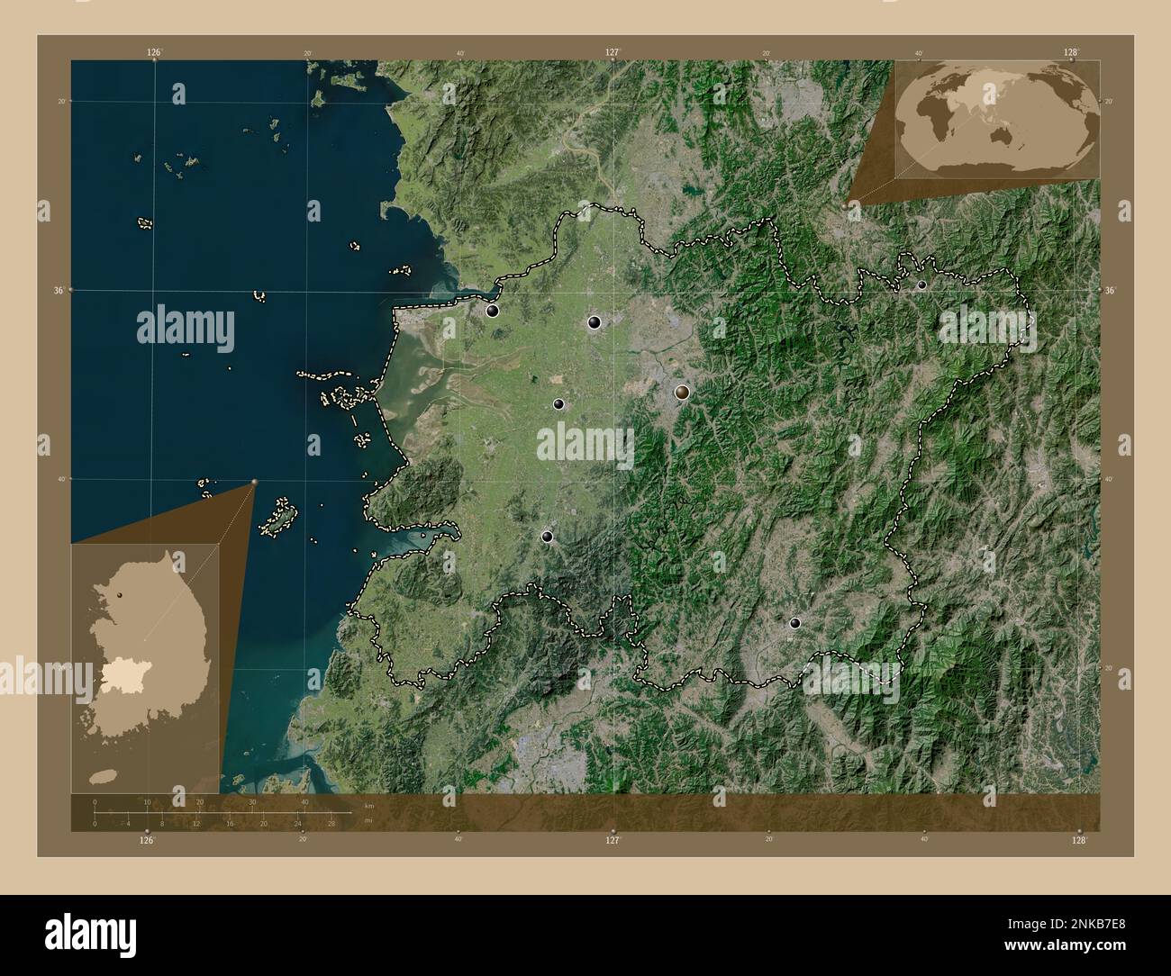Jeollabuk-do, province of South Korea. Low resolution satellite map ...