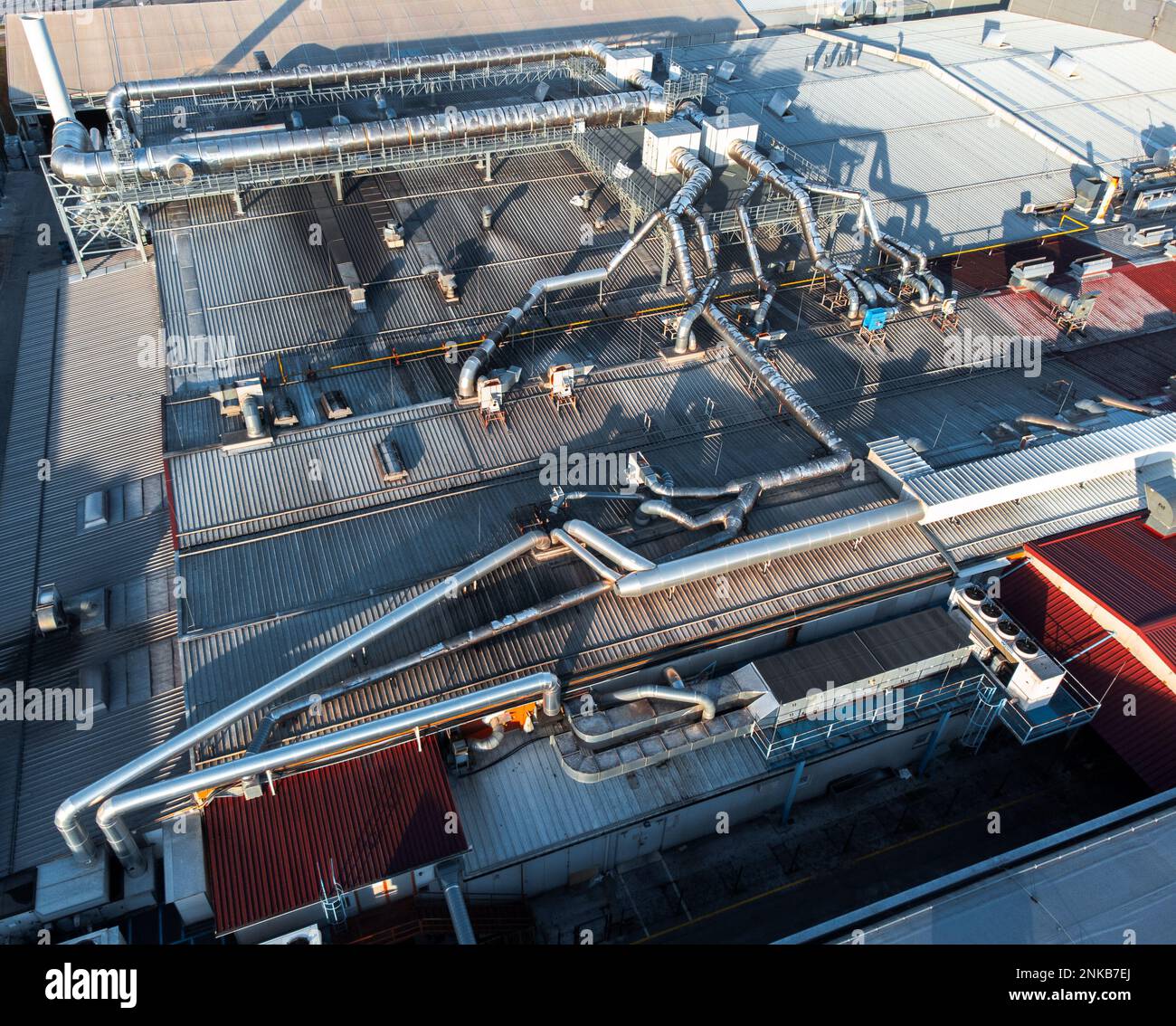 Air conditioning system on the roof of the building, HVAC system with ...