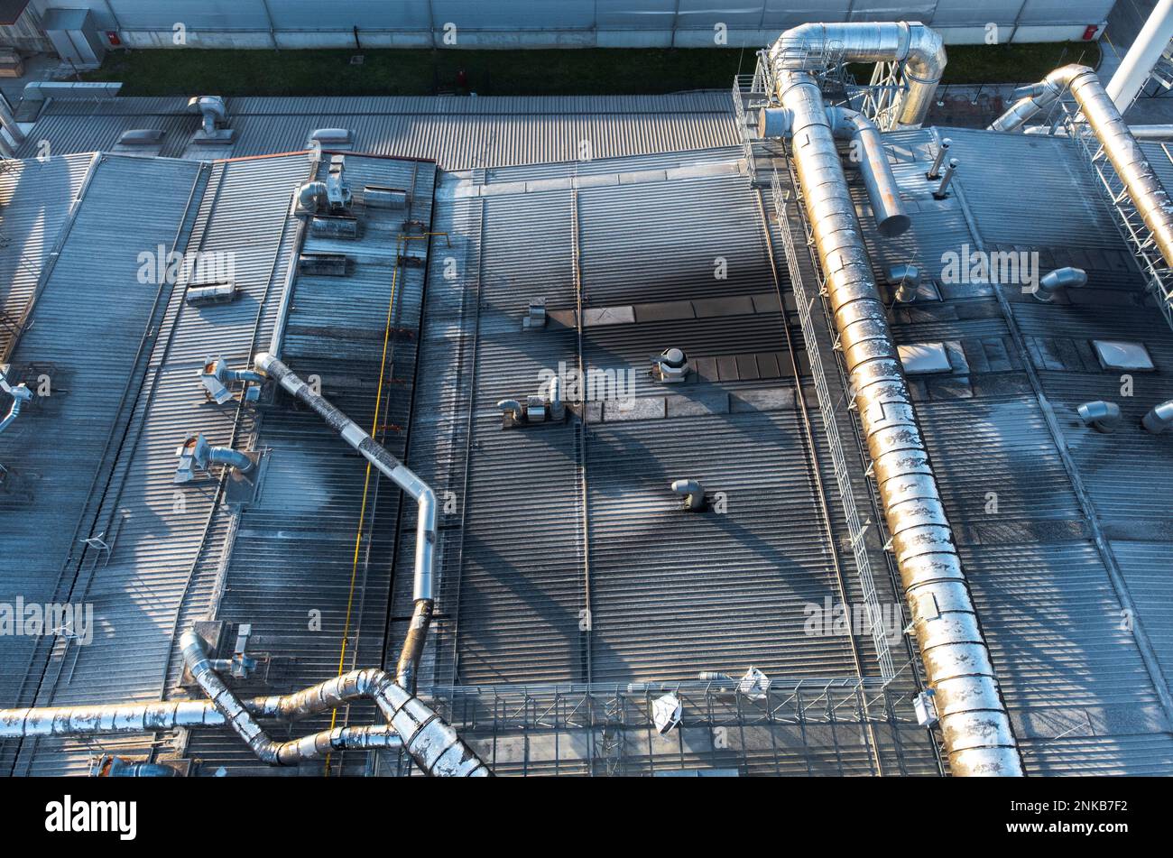 Air conditioning system on the roof of the building, HVAC system with ...