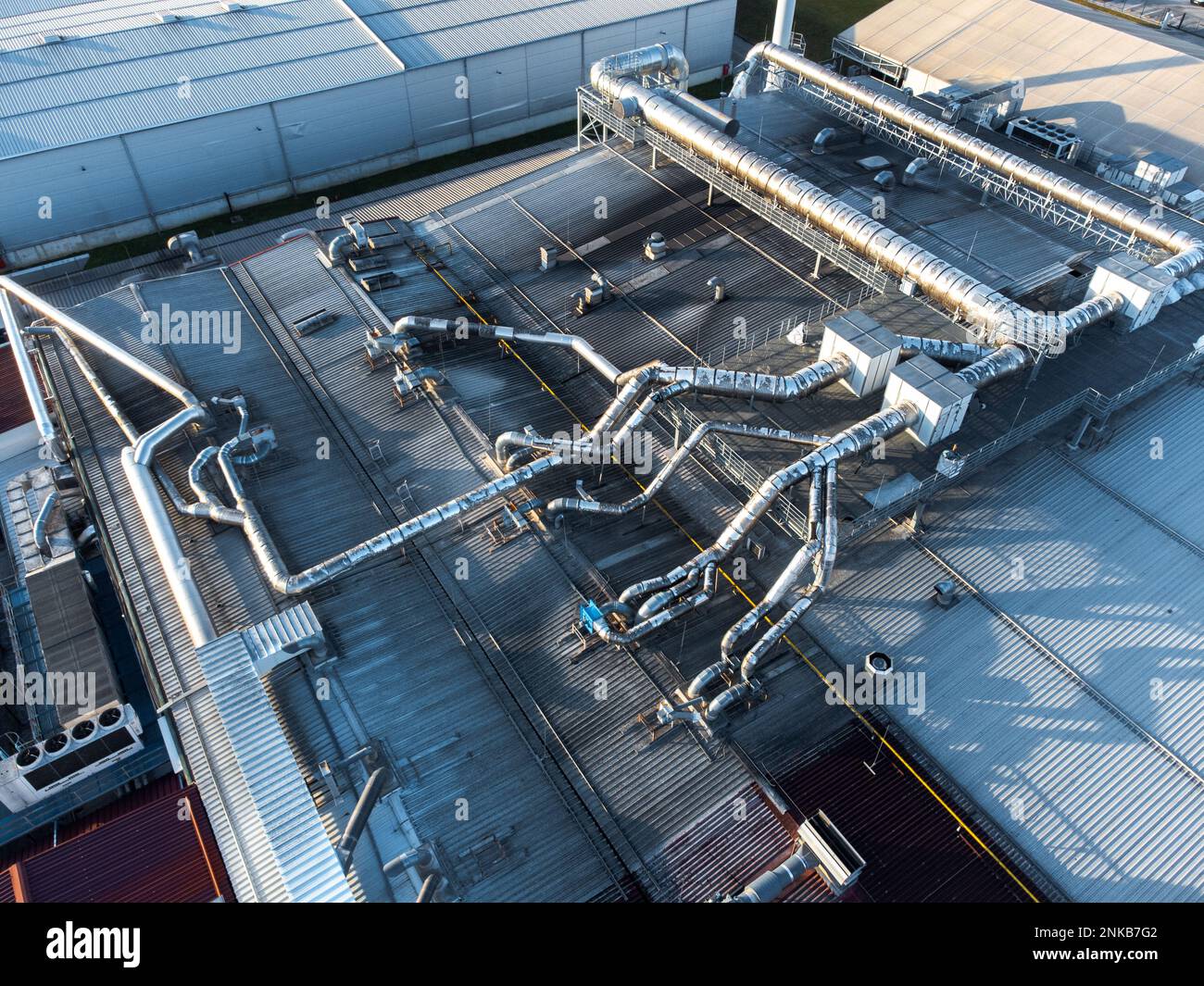 Air conditioning system on the roof of the building, HVAC system with ...