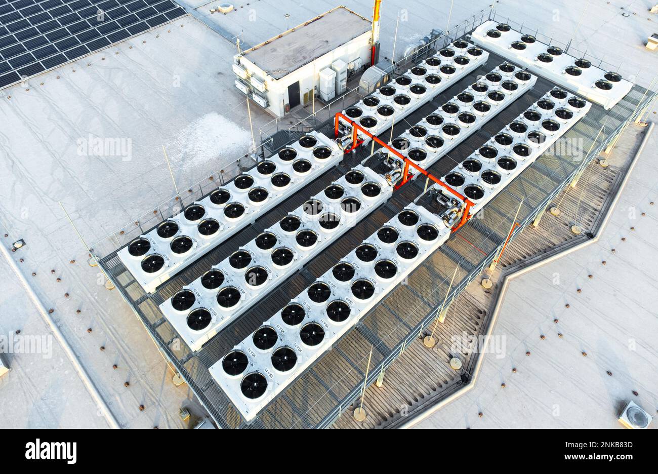 Industrial air conditioning system on top of a building, HVAC system ...