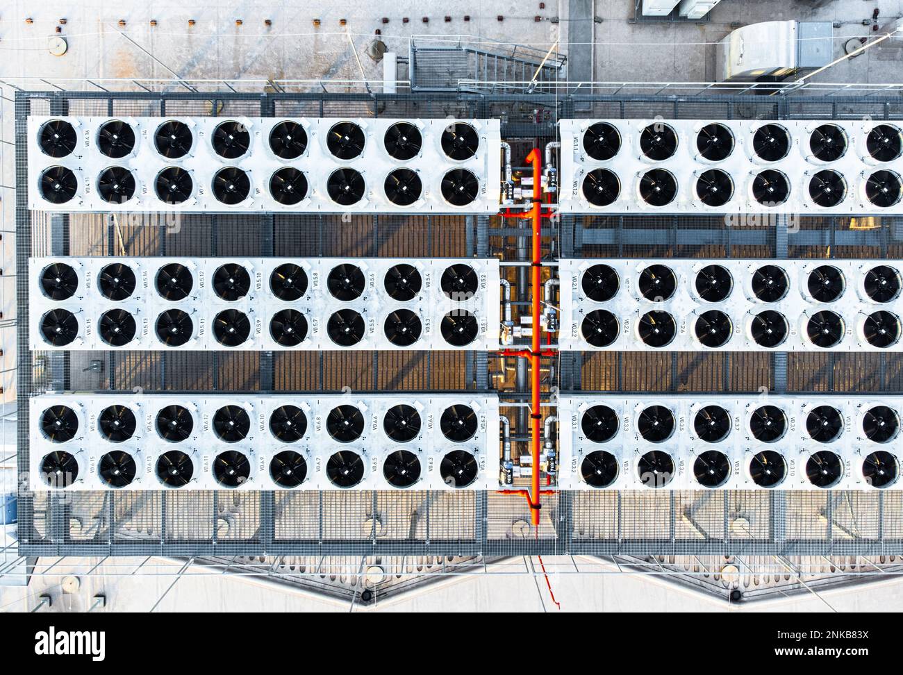 Industrial air conditioning system on top of a building, HVAC system ...